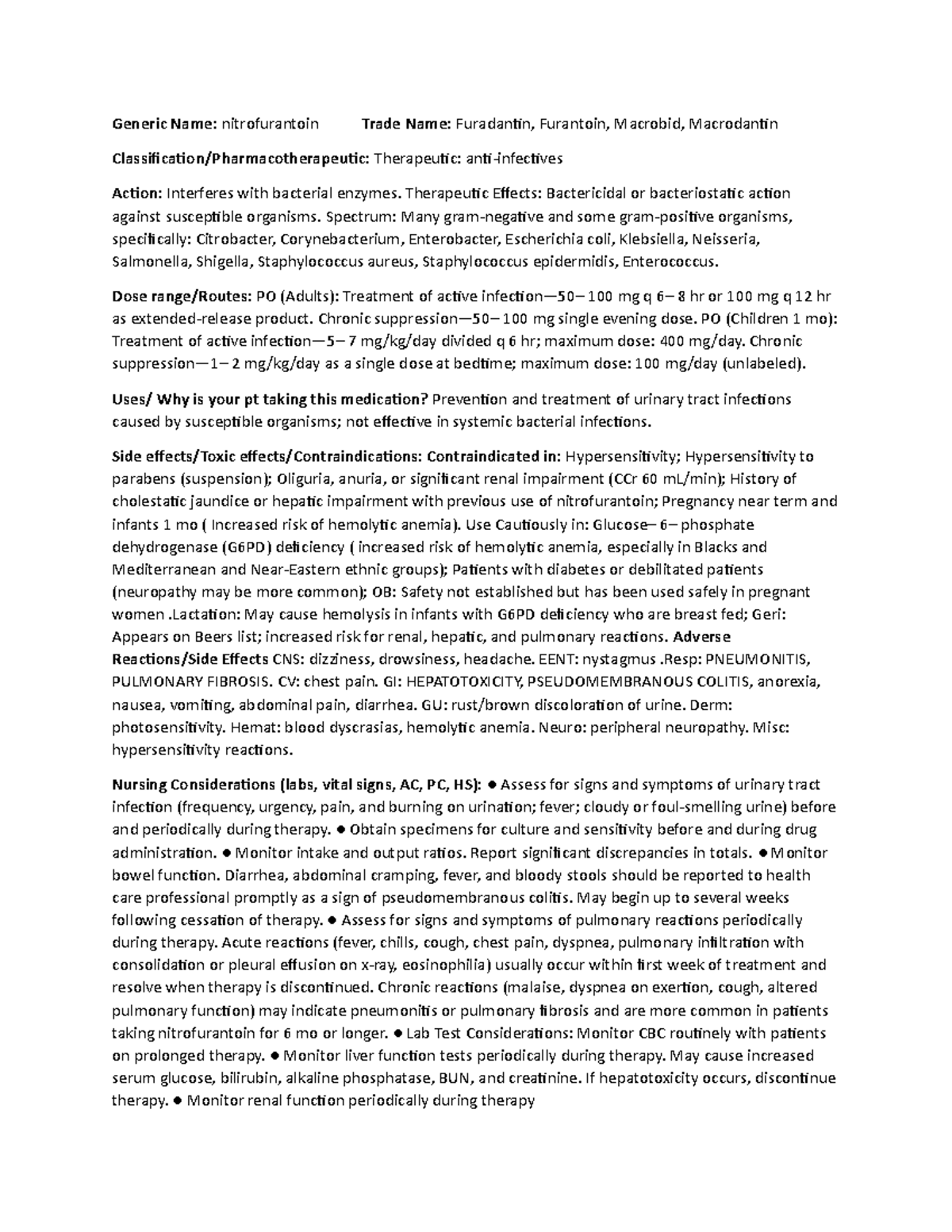 Nitrofurantoin the drug - Generic Name: nitrofurantoin Trade Name ...