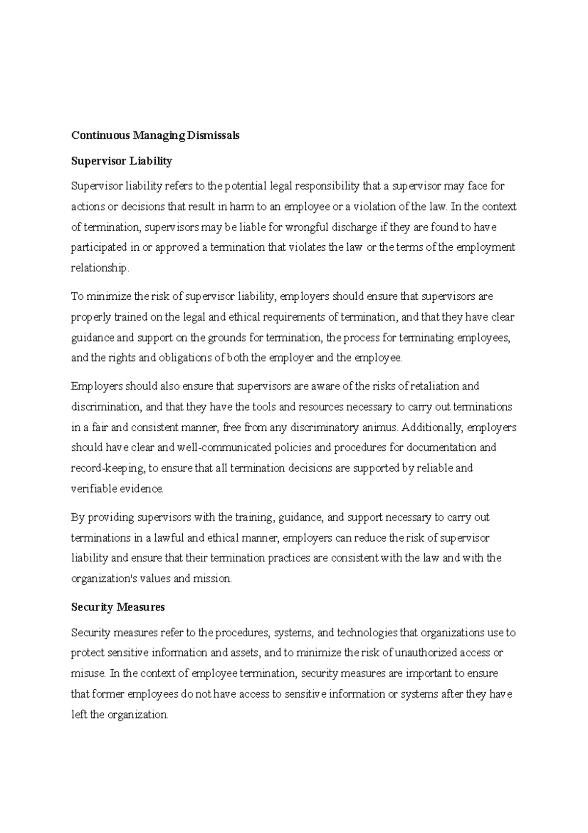 Continuous Managing Dismissals - Continuous Managing Dismissals ...