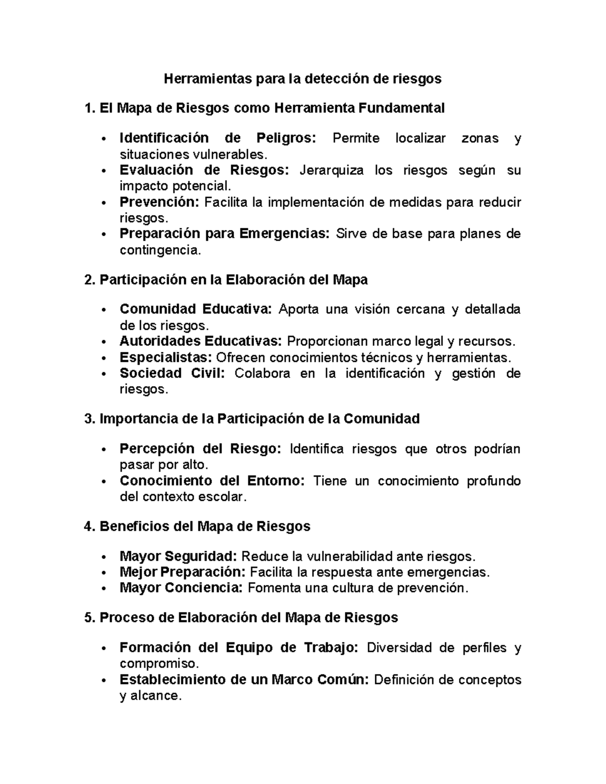 Herramientas para la detección de riesgos - El Mapa de Riesgos como ...