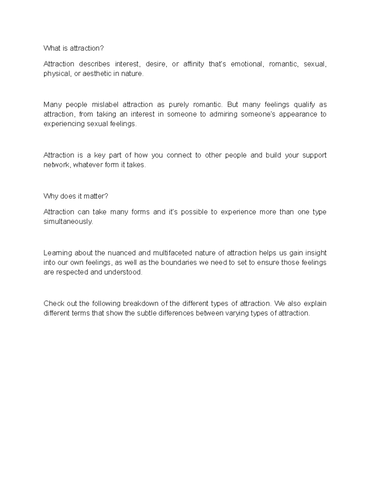 What is attraction - Alterous This describes the desire for a type of ...