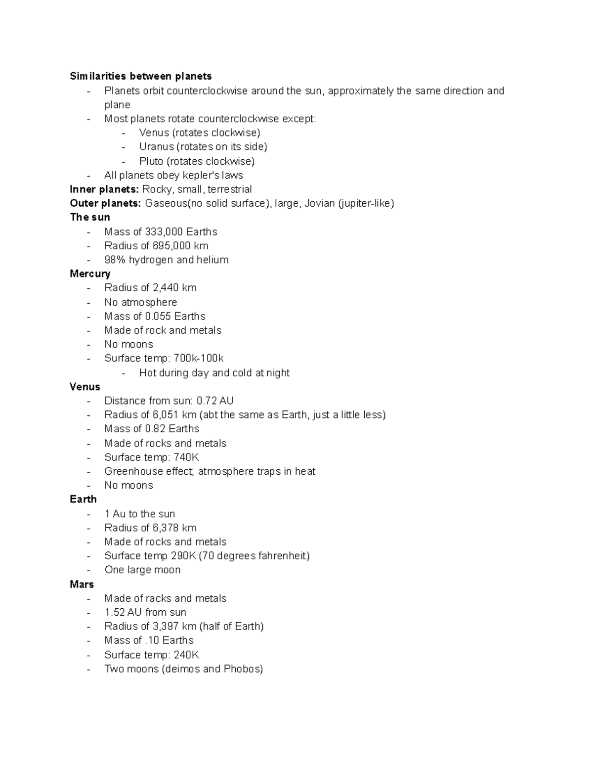 Chapter 6 the planets - Lecture notes 17-18 - Similarities between ...