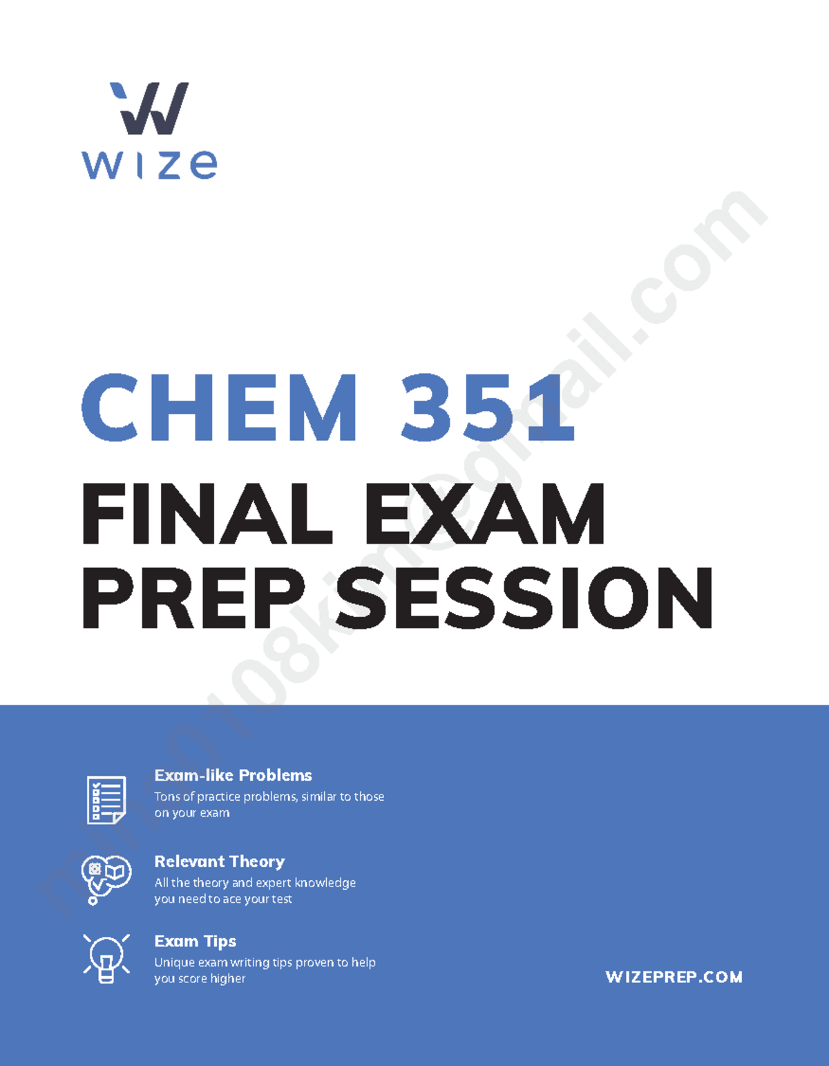 Wize free 12 hour final exam crash course chem 351 fall 2021 final exam prep session booklet pdf ...