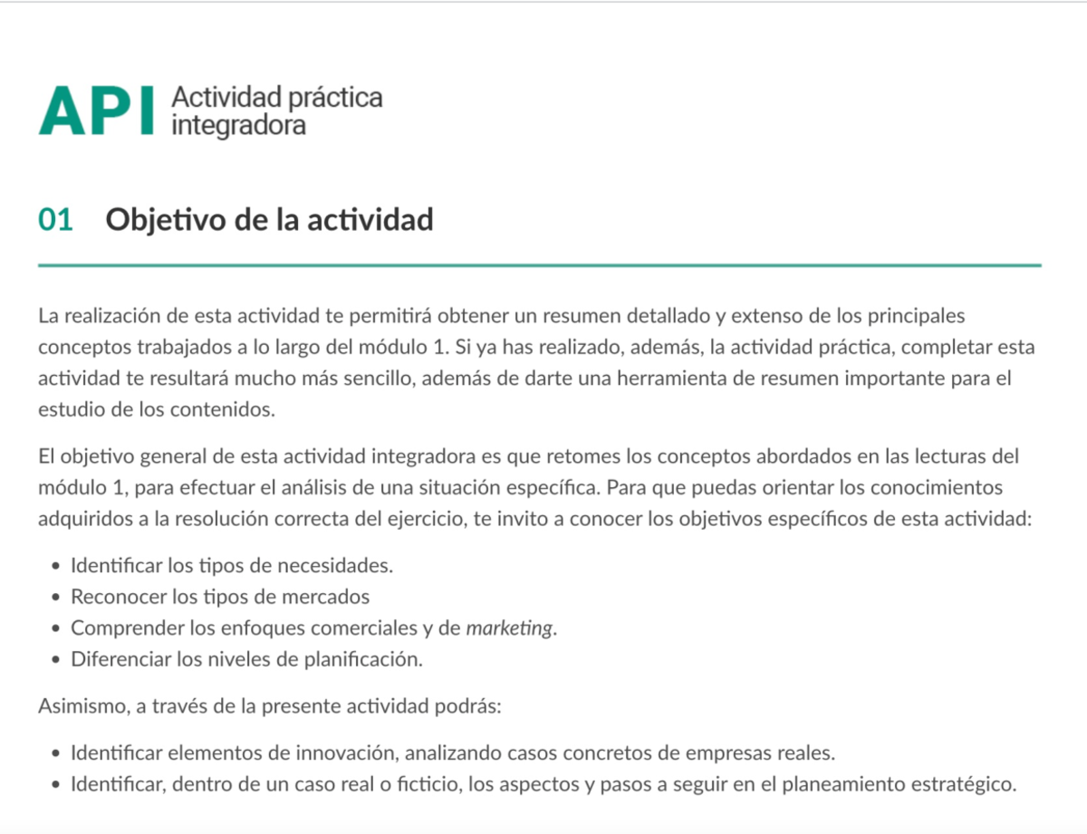 Api 1 Api 1 100 Marketing 1 Enunciado De La Actividad A Continuación Se Presenta El 
