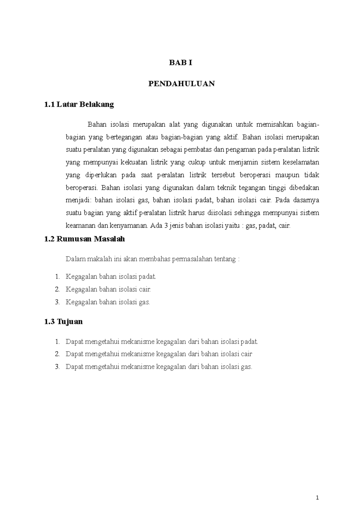 Makalah Kegagalan pada Bahan Isolasi Gas, Cair Padat, Campuran Cair ...
