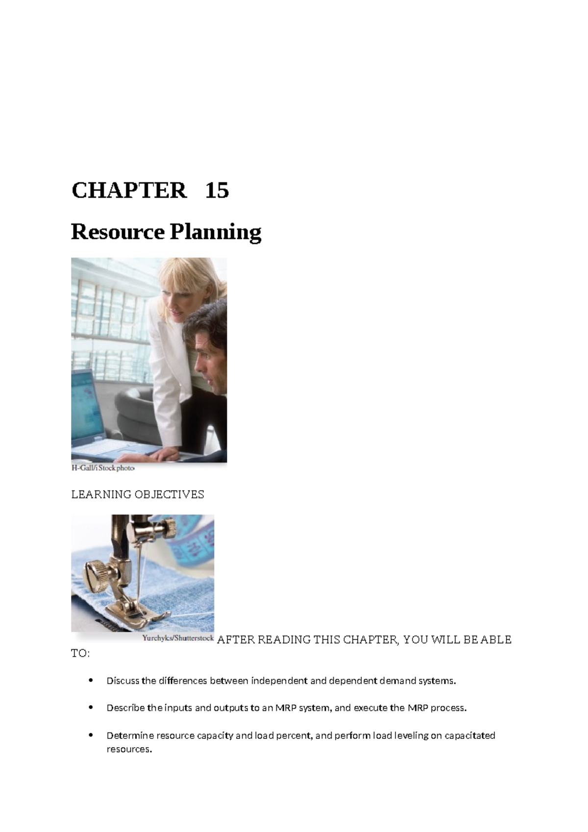 Intro to History - CHAPTER 15 Resource Planning LEARNING OBJECTIVES ...