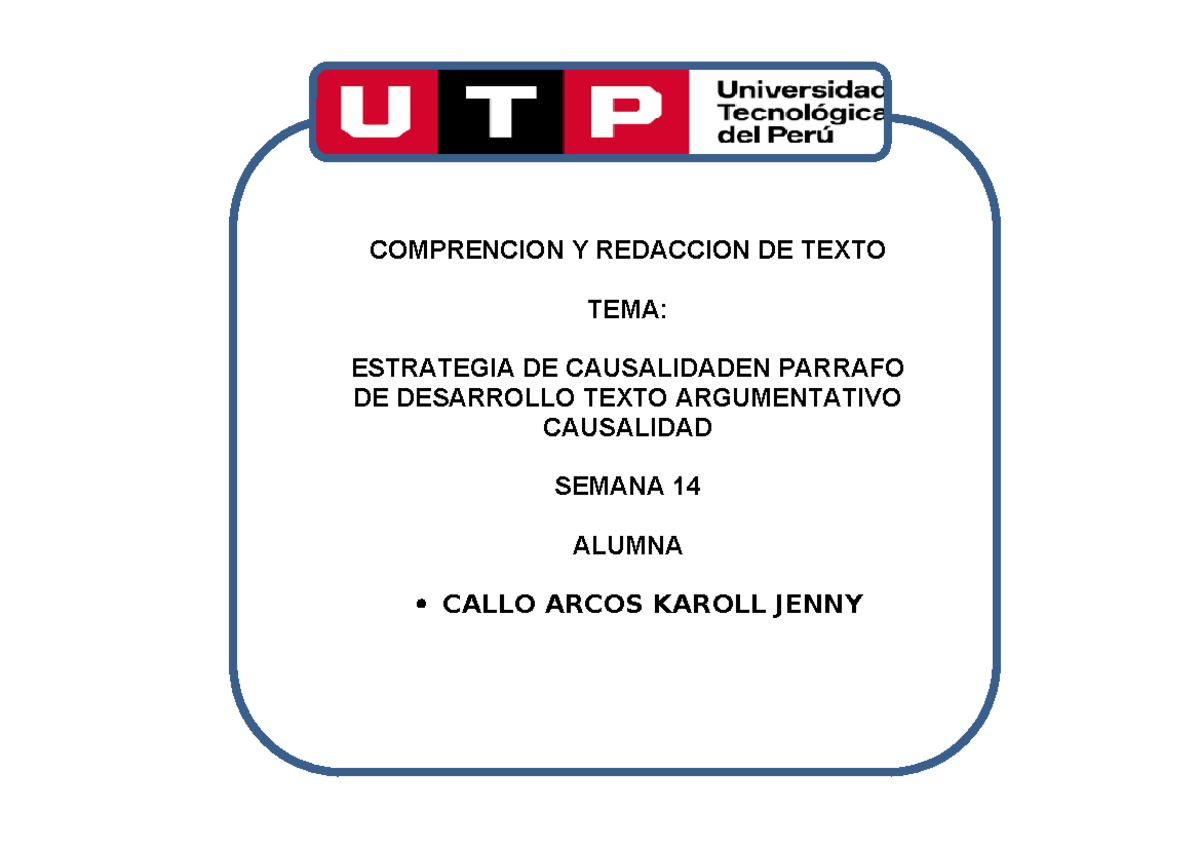 Semana 12 Final Causalidad - COMPRENCION Y REDACCION DE TEXTO TEMA ...