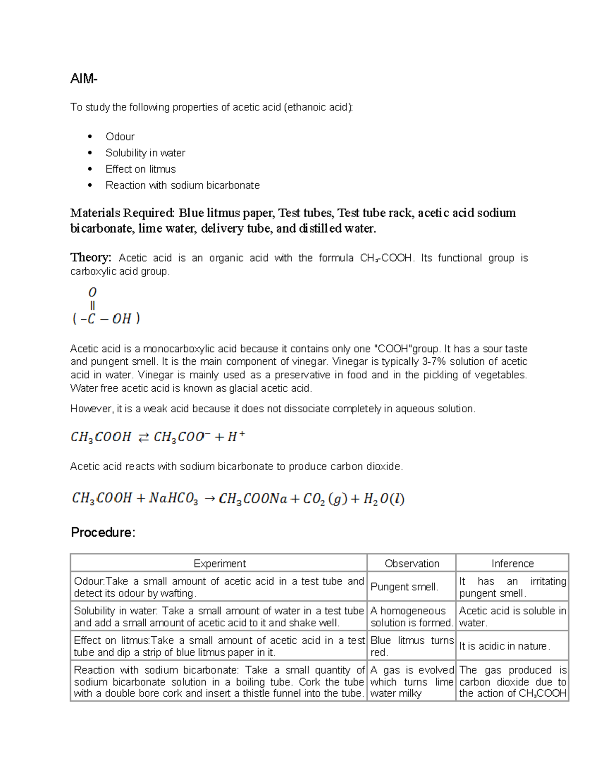 Practical -5 Class-X - ssssa - AIM- To study the following properties ...