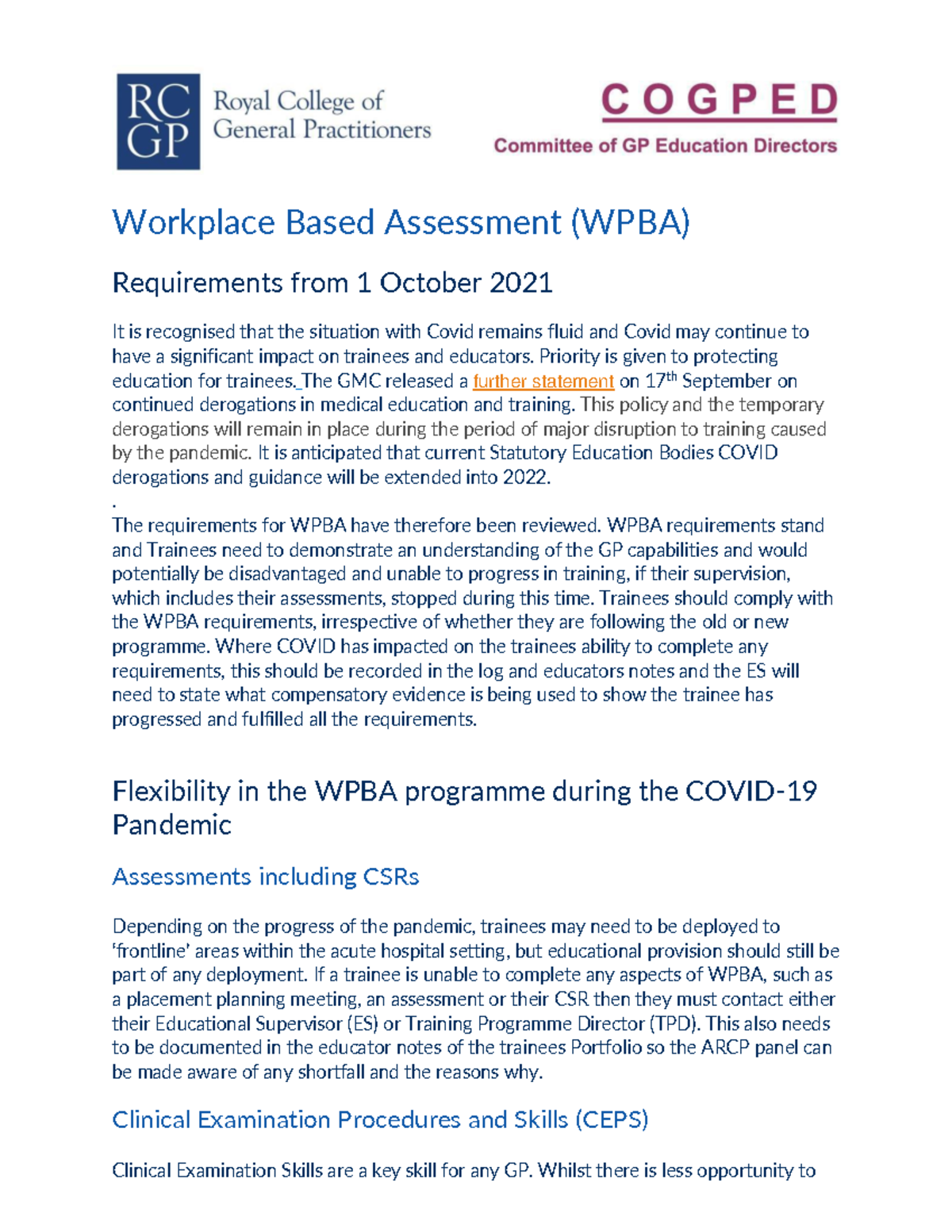 WPBA Guidance Work for students university - Workplace Based Assessment ...