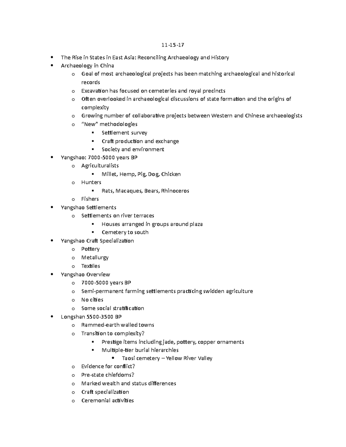 Lecture 11-15-17 Notes - 11-15-17 The Rise in States in East Asia ...