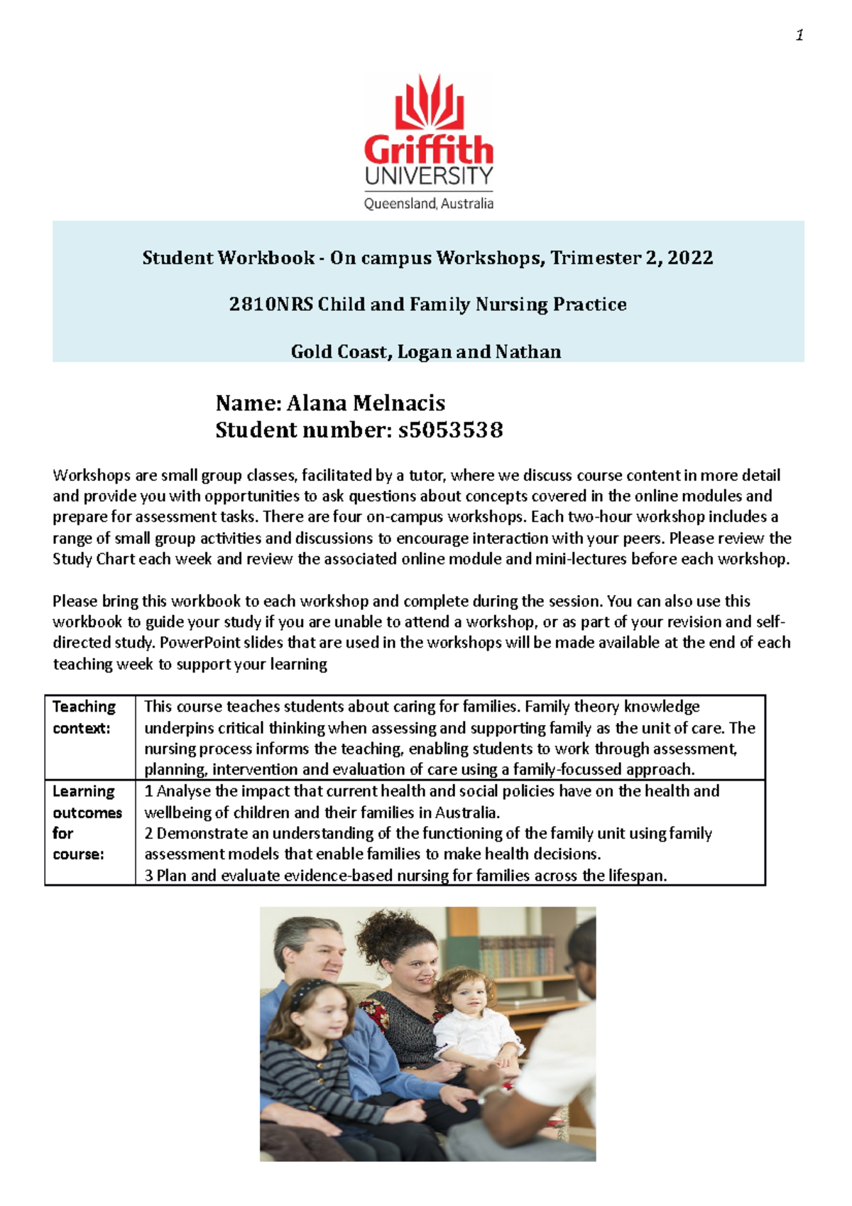 Student Workbook for Workshops 2810NRS 2022 Final - Student Workbook ...
