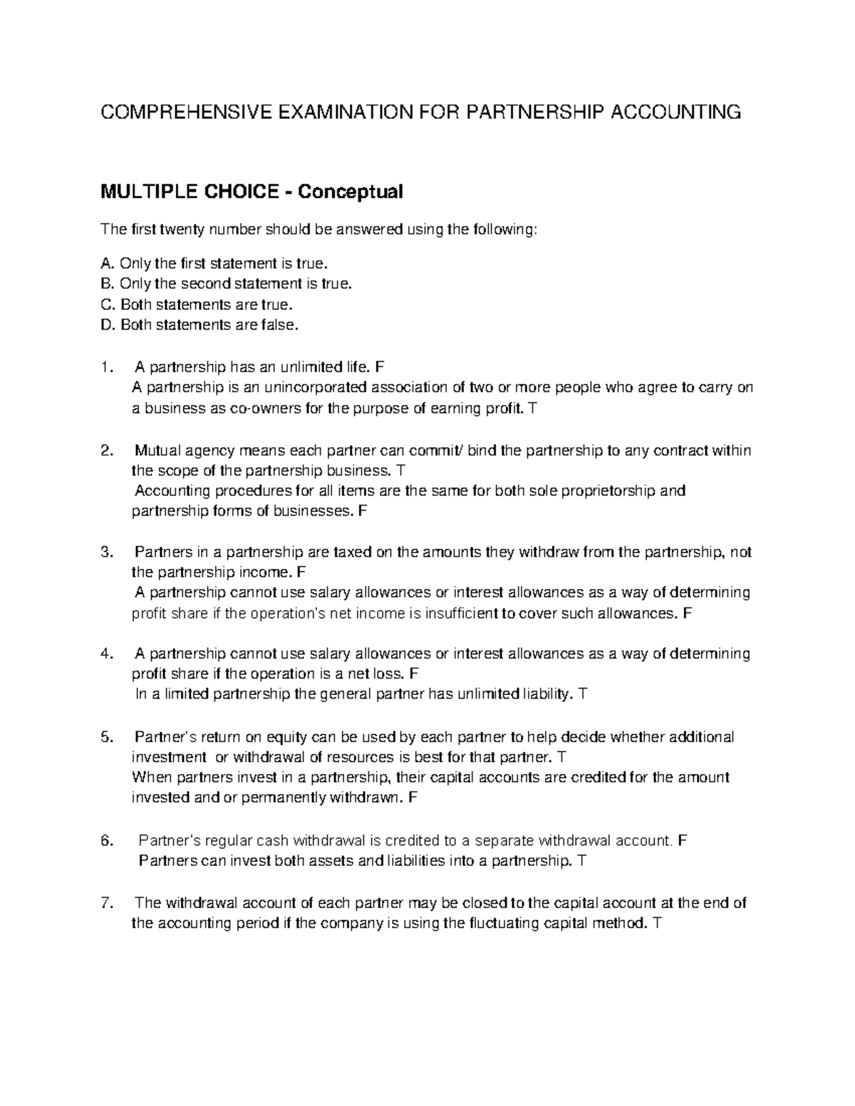 comprehensive reviewer - COMPREHENSIVE EXAMINATION FOR PARTNERSHIP ...