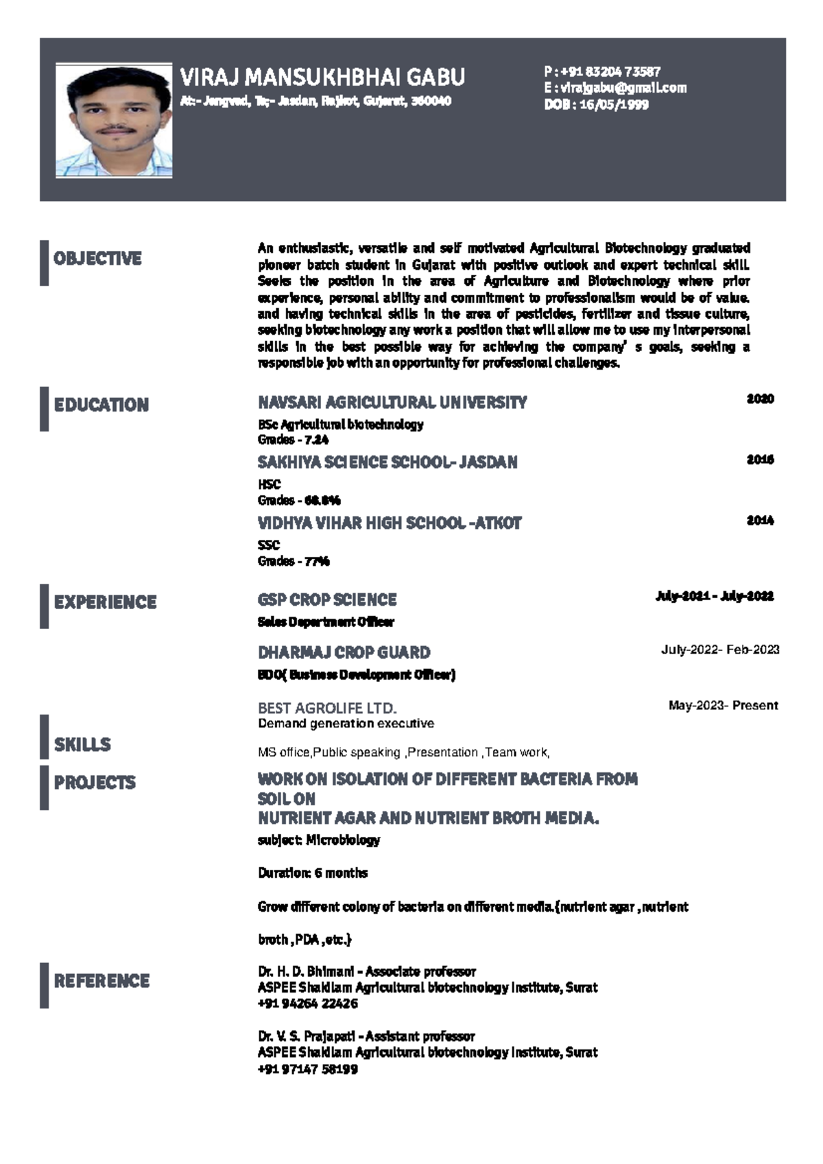 Viraj Gabu1 - ddn grz - VIRAJ MANSUKHBHAI GABU At:- Jangvad, Ta ...