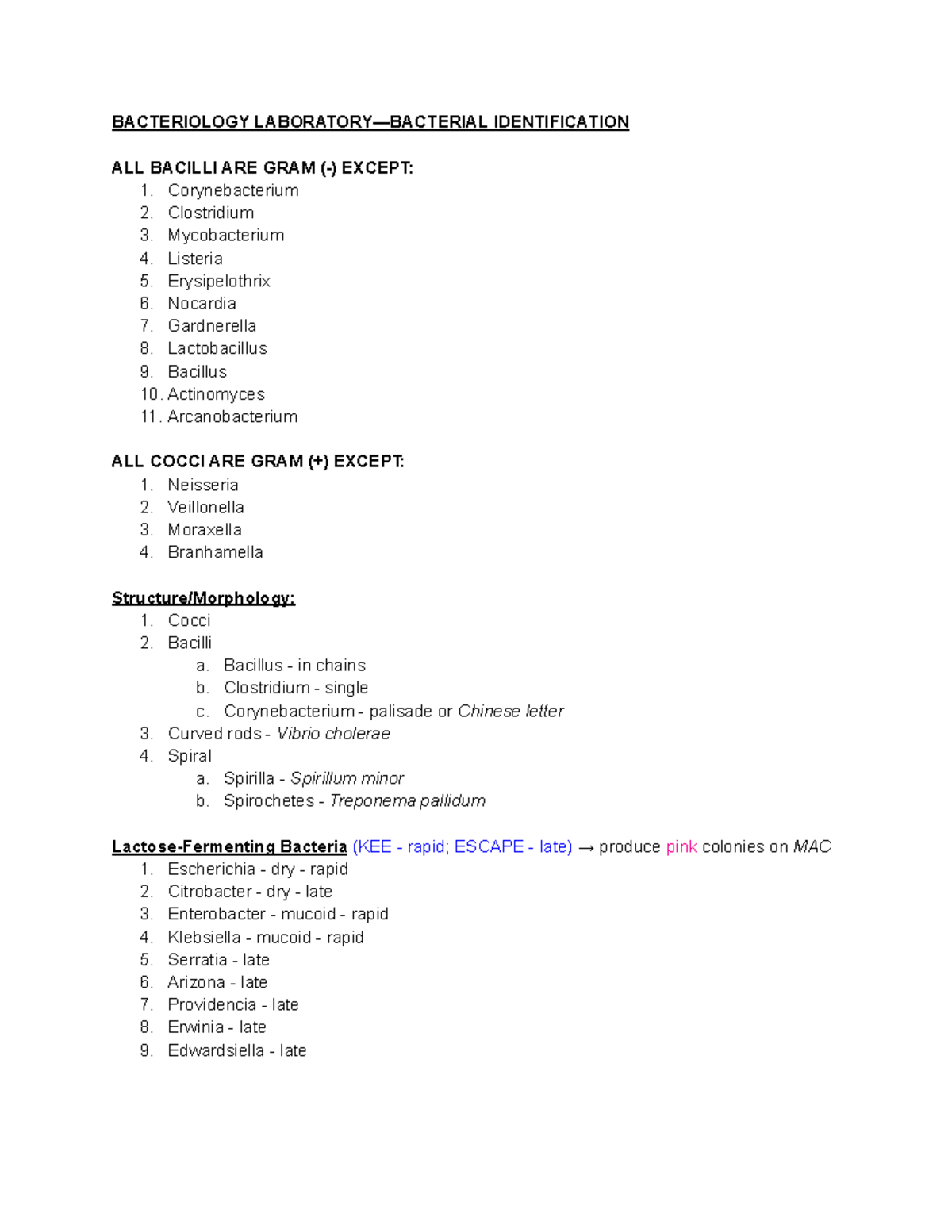 Bacteriology Reviewer - BACTERIOLOGY LABORATORY—BACTERIAL ...