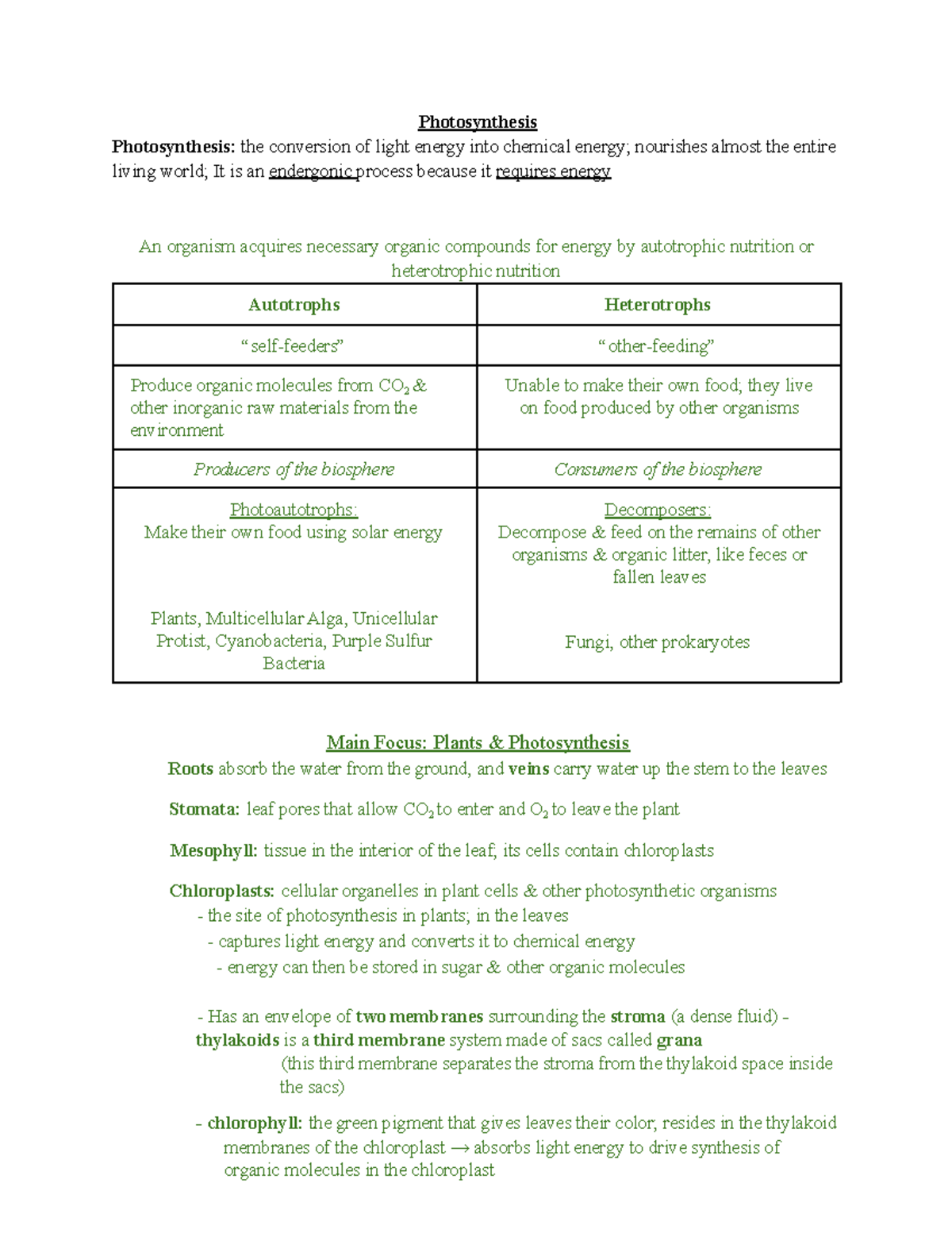 3 Photosynthesis - Photosynthesis Photosynthesis: the conversion of ...