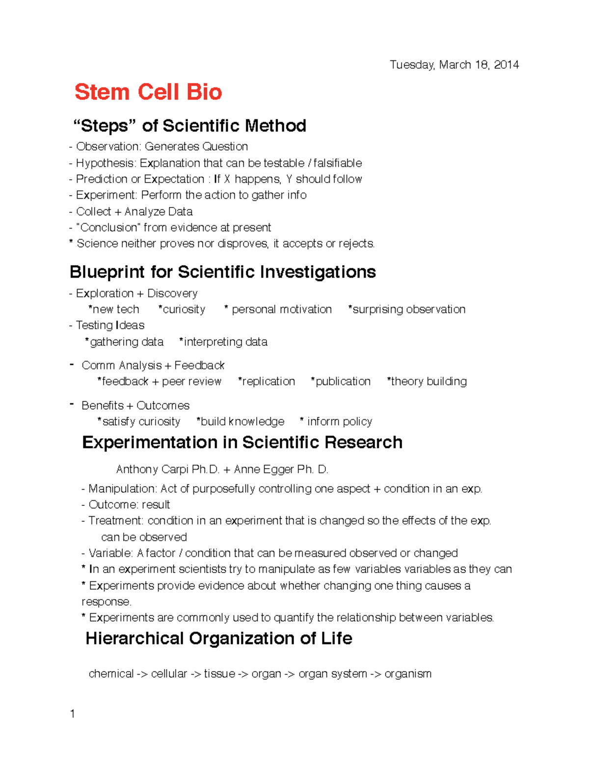 Stem Cell Tourism Pdf - class notes - Stem Cell Bio “Steps” of ...