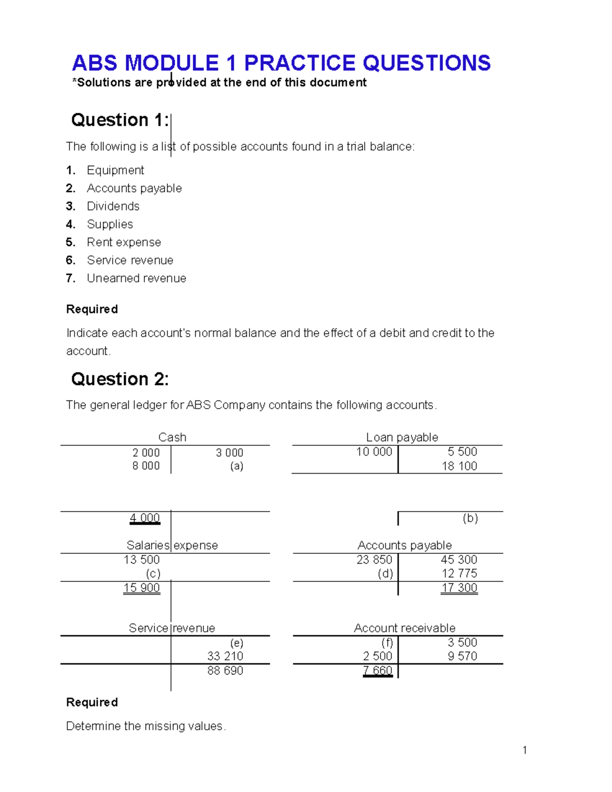 ABS Module 1 Practice Questions-2 - ABS MODULE 1 PRACTICE QUESTIONS ...