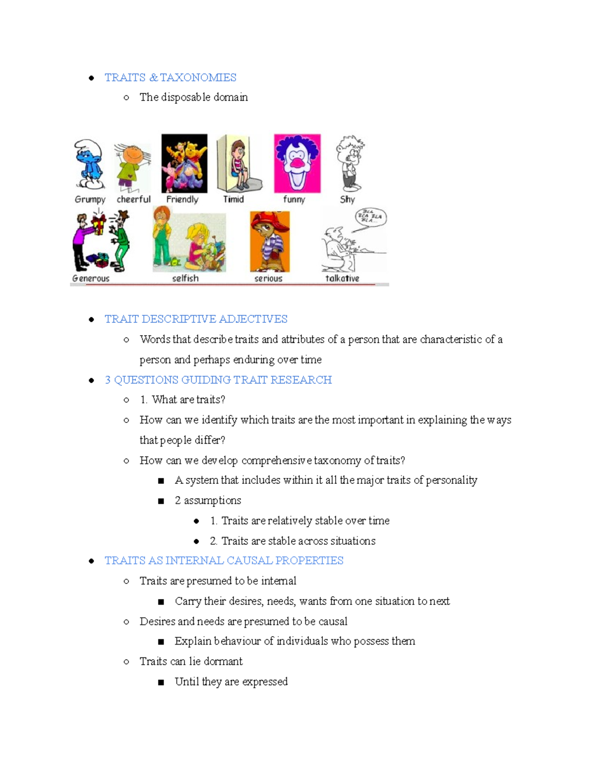 Lecture 2 Traits & Taxonomies - TRAITS & TAXONOMIES The disposable ...