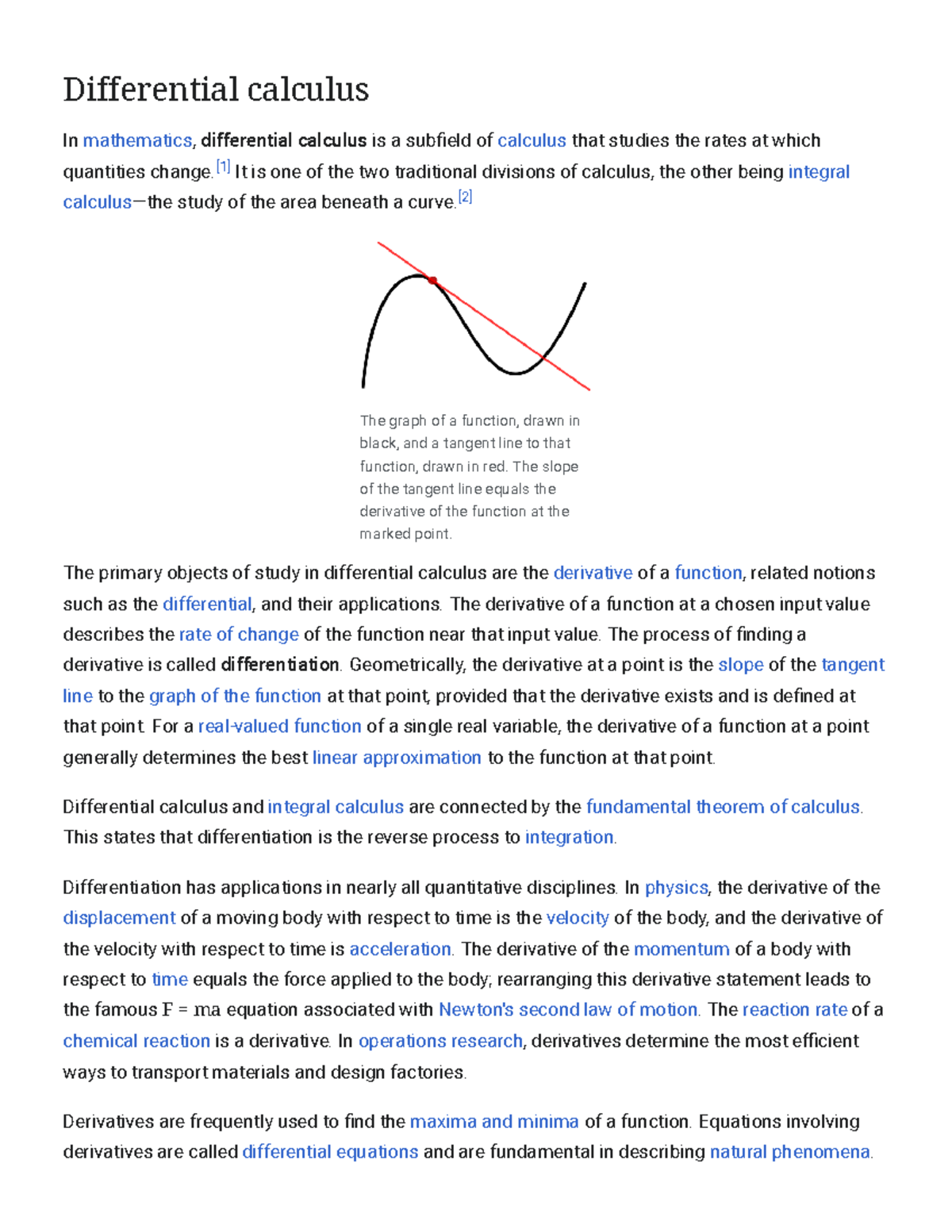 Differential calculus - Wikipedia - Differential calculus In ...