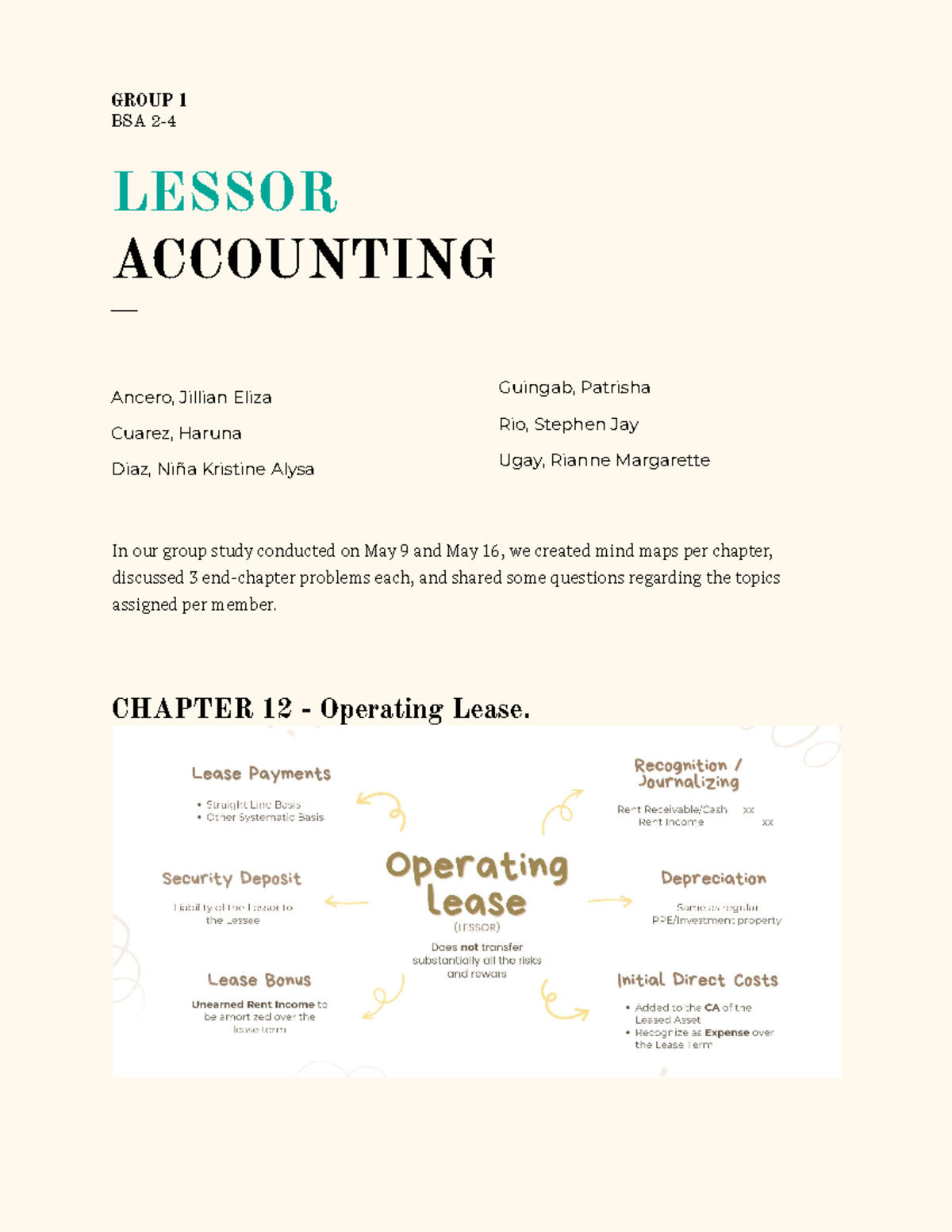 Group 1 Study Report May 16, 2024 - GROUP 1 BSA 2- LESSOR ACCOUNTING ...