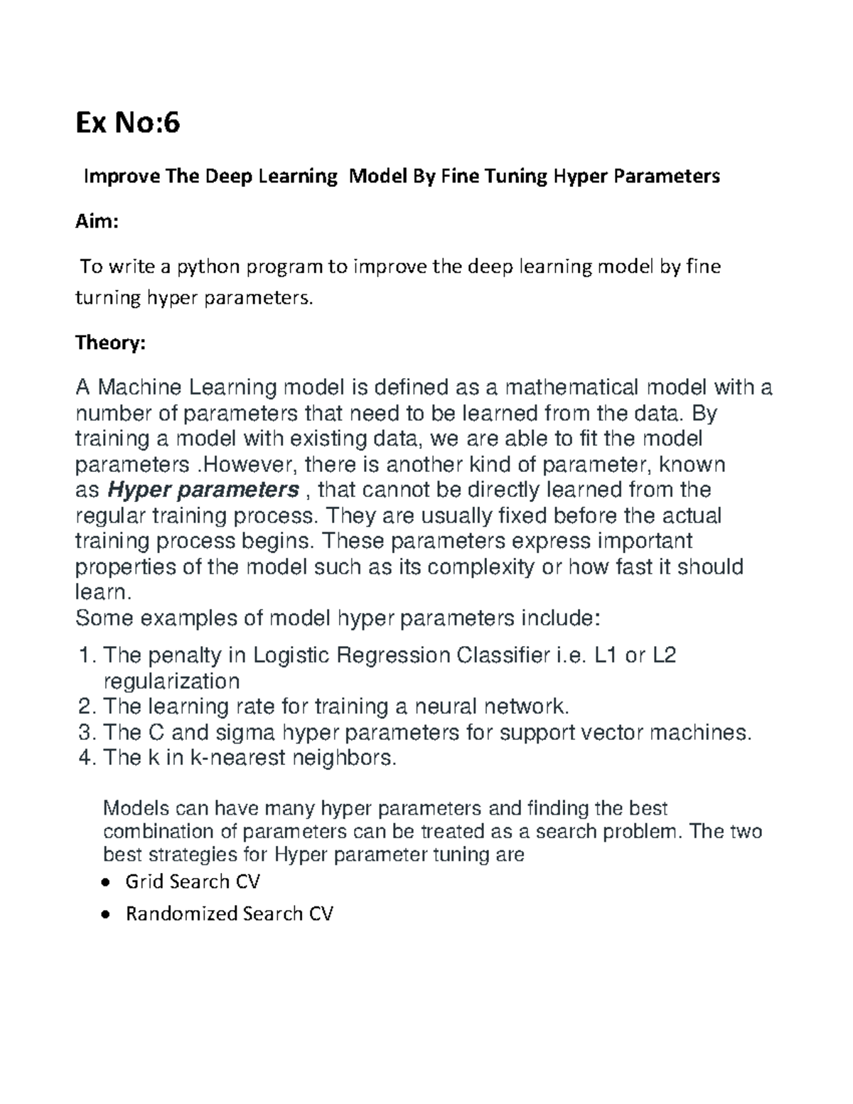 Ex No 6 nndl - Neural network and deep learning - Ex No: Improve The ...