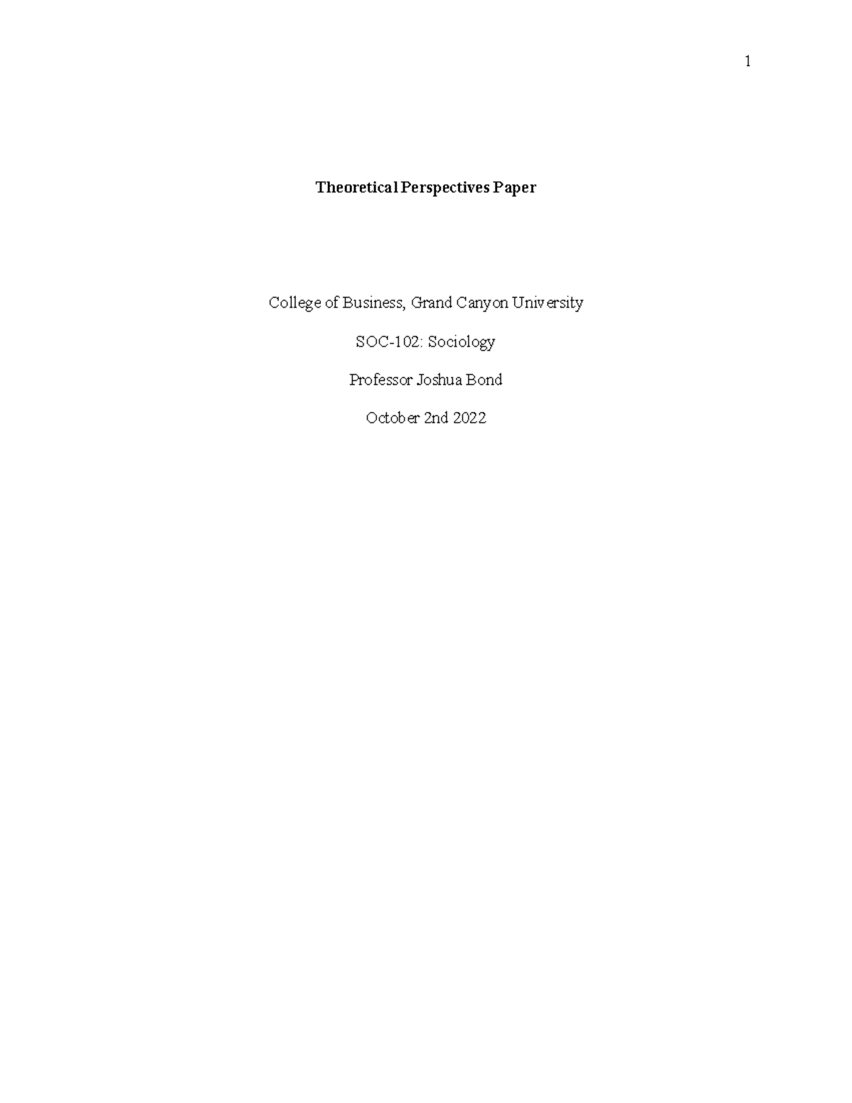 Theoretical Perspective Essay - Theoretical Perspectives Paper College ...