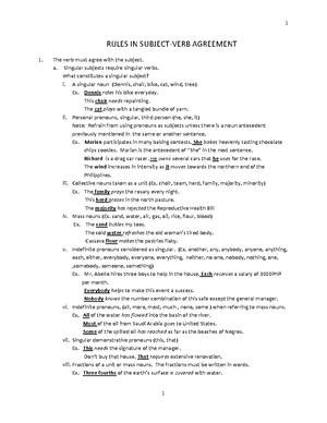 Subject Verb Agreement - SUBJECT VERB AGREEMENT Rule A verb must agree ...