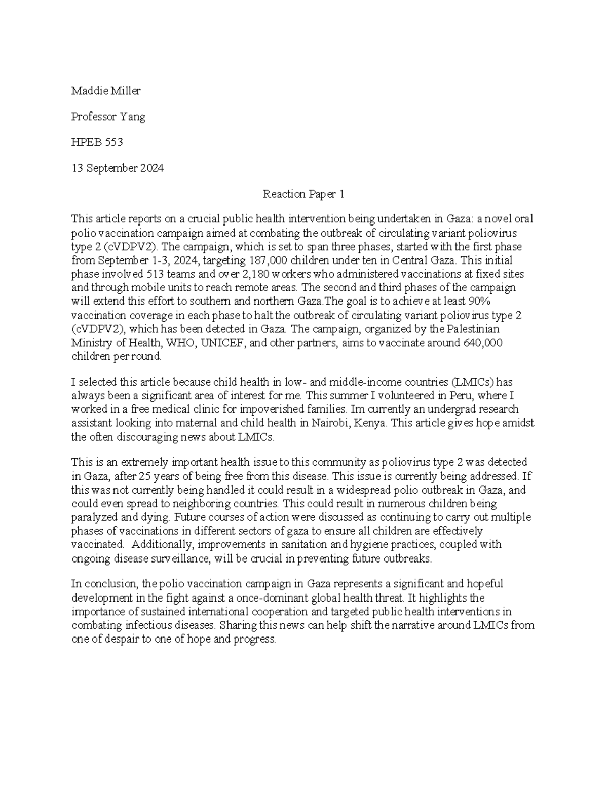Reaction Paper - mmmmm - Maddie Miller Professor Yang HPEB 553 13 ...