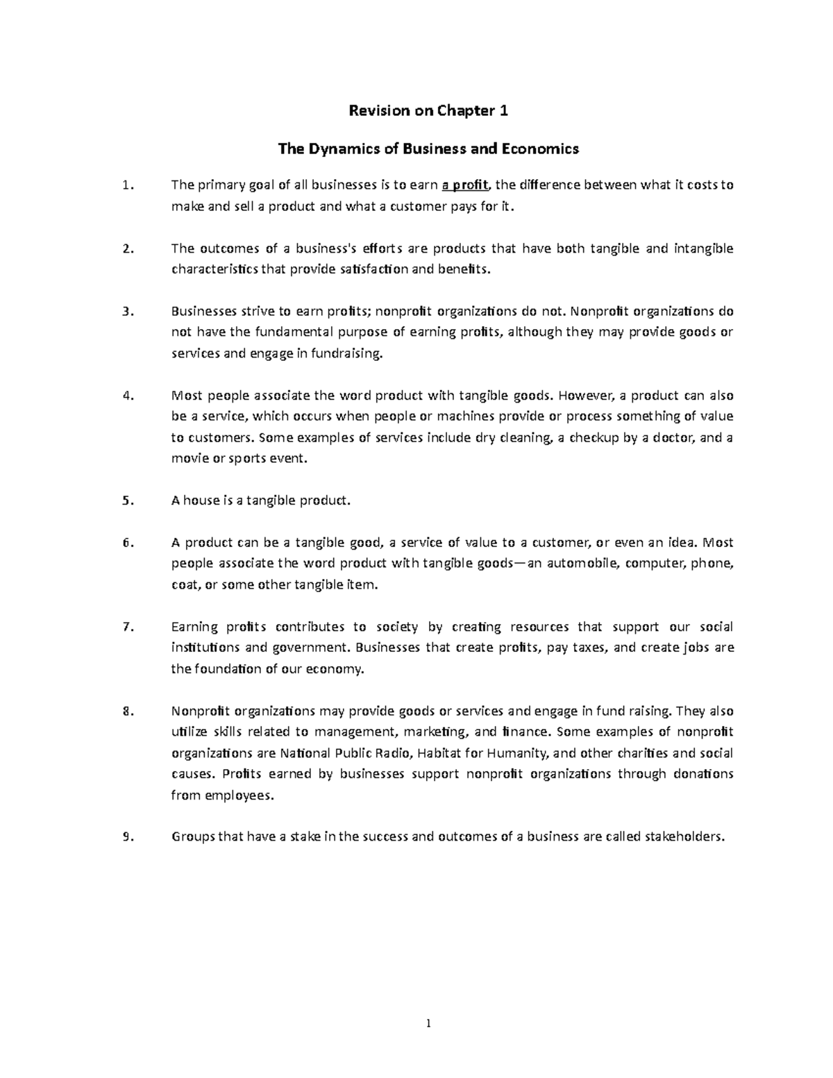 Ch1 Revision - Lecture notes 1 - Revision on Chapter 1 The Dynamics of ...