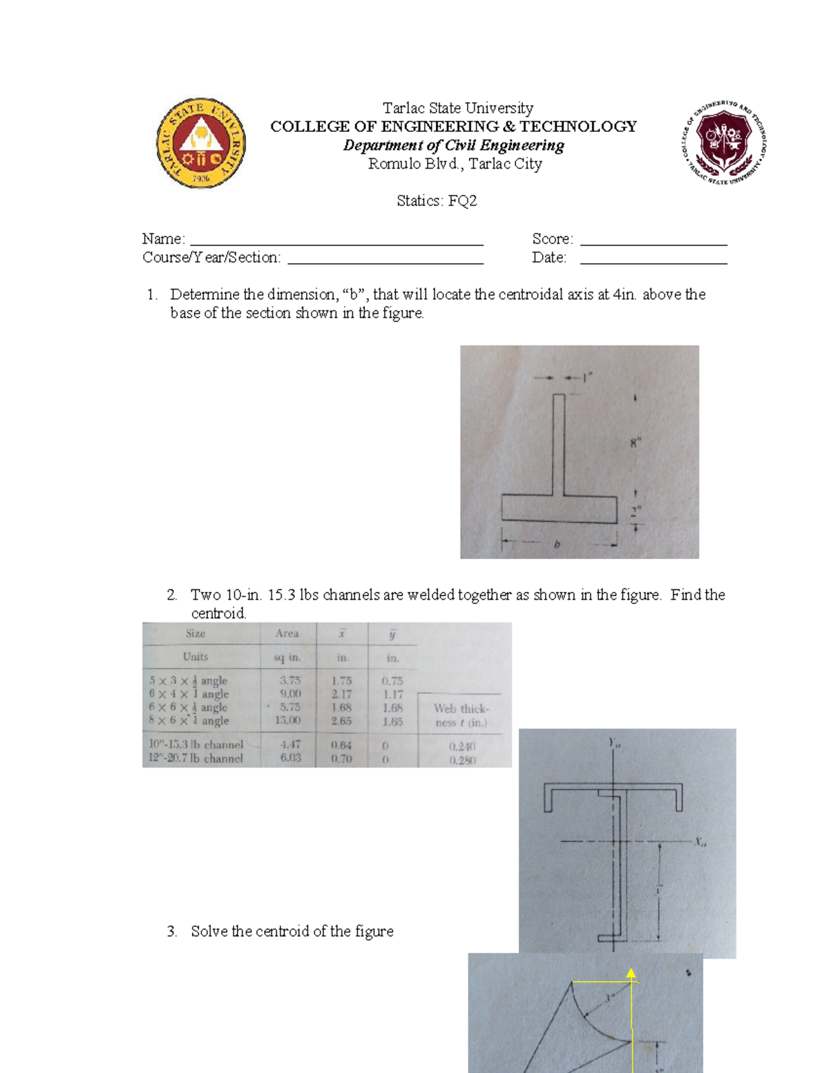 FN-QUIZ-3 - Civil Engineering - Tarlac State University COLLEGE OF ENGINEERING & TECHNOLOGY ...