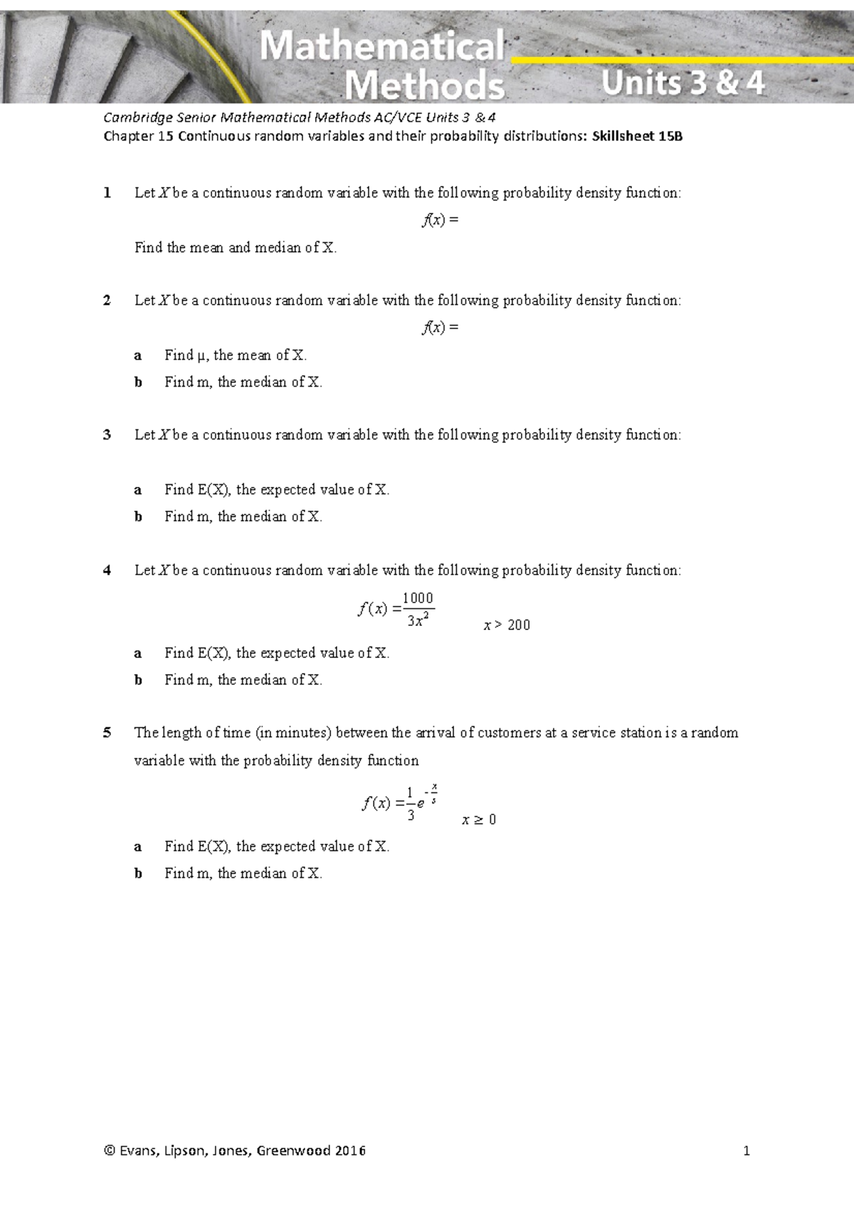 Skillsheet 15B - yes - Cambridge Senior Mathematical Methods AC/VCE ...