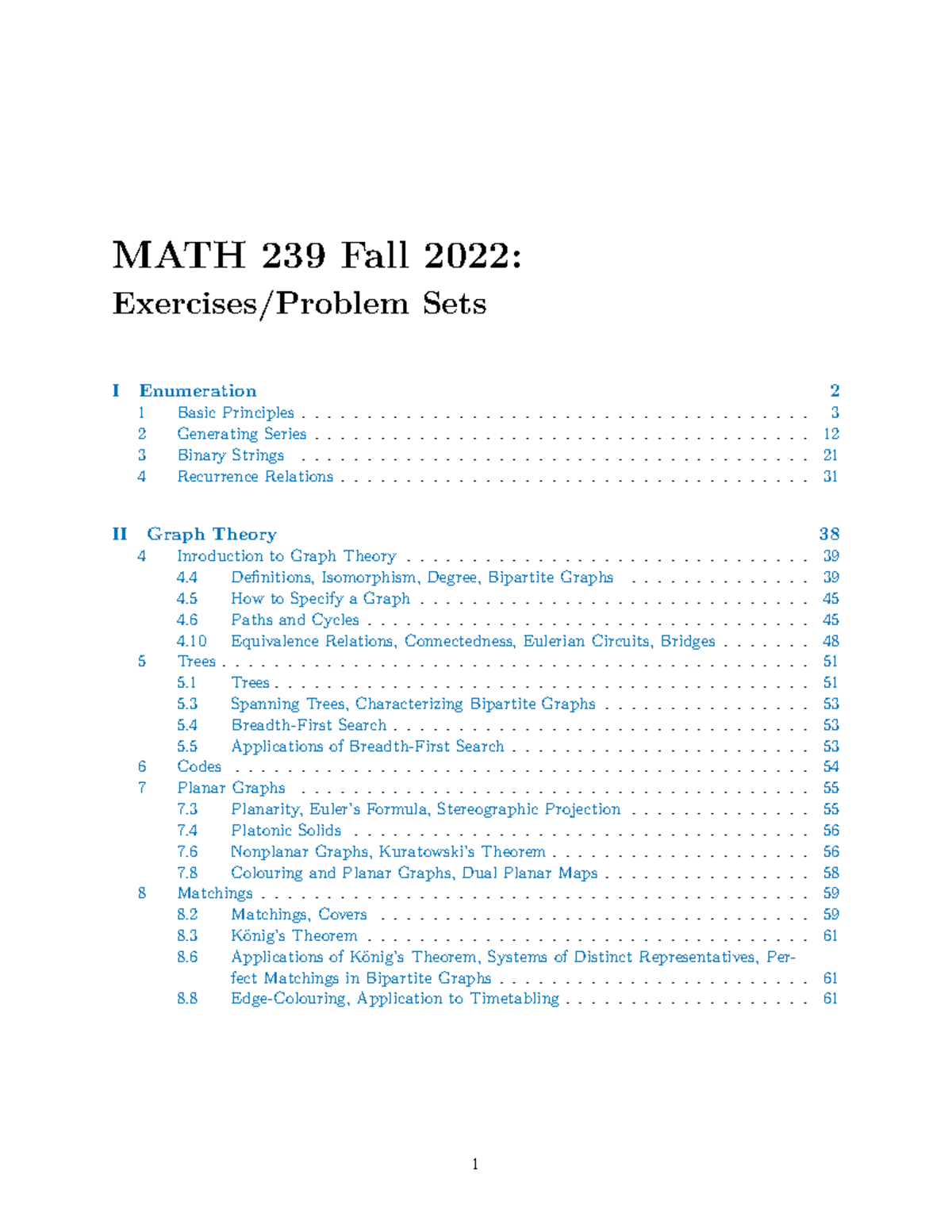 Exercises - MATH 239 Fall 2022: I Enumeration Exercises/Problem Sets 1 ...