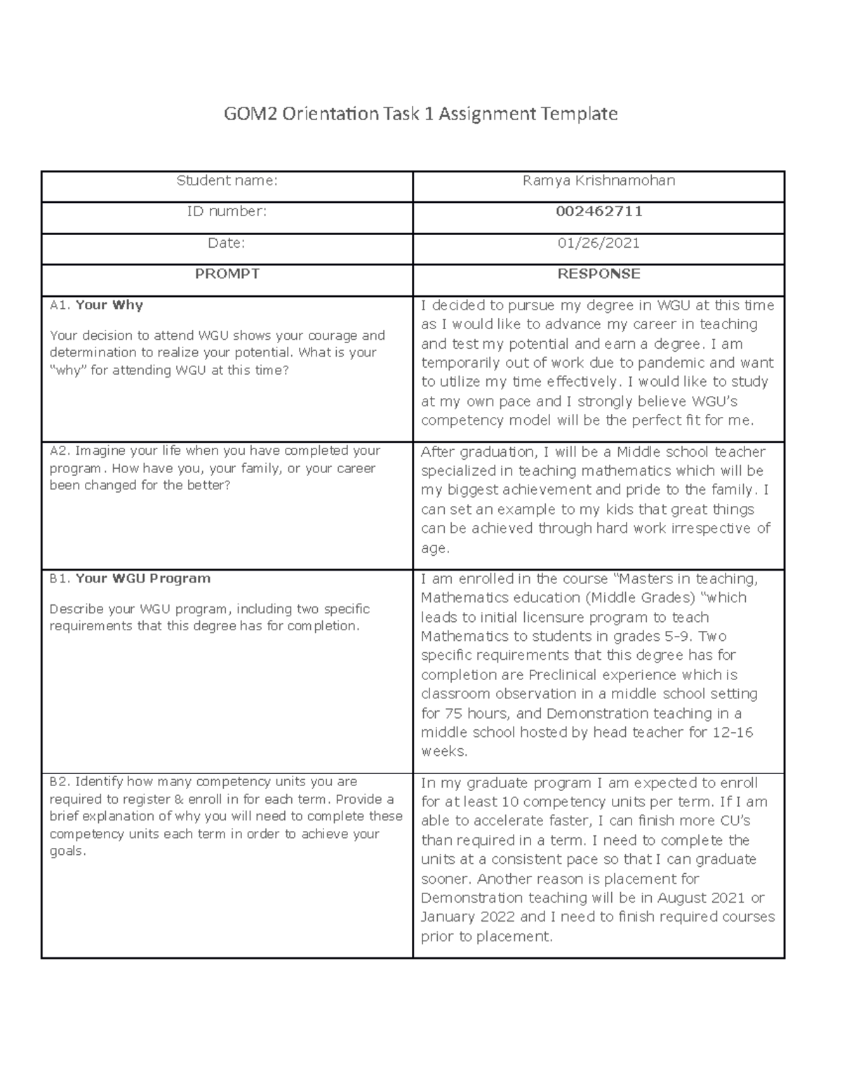 Orientation Task Template - GOM2 Orientaion Task 1 Assignment Template ...