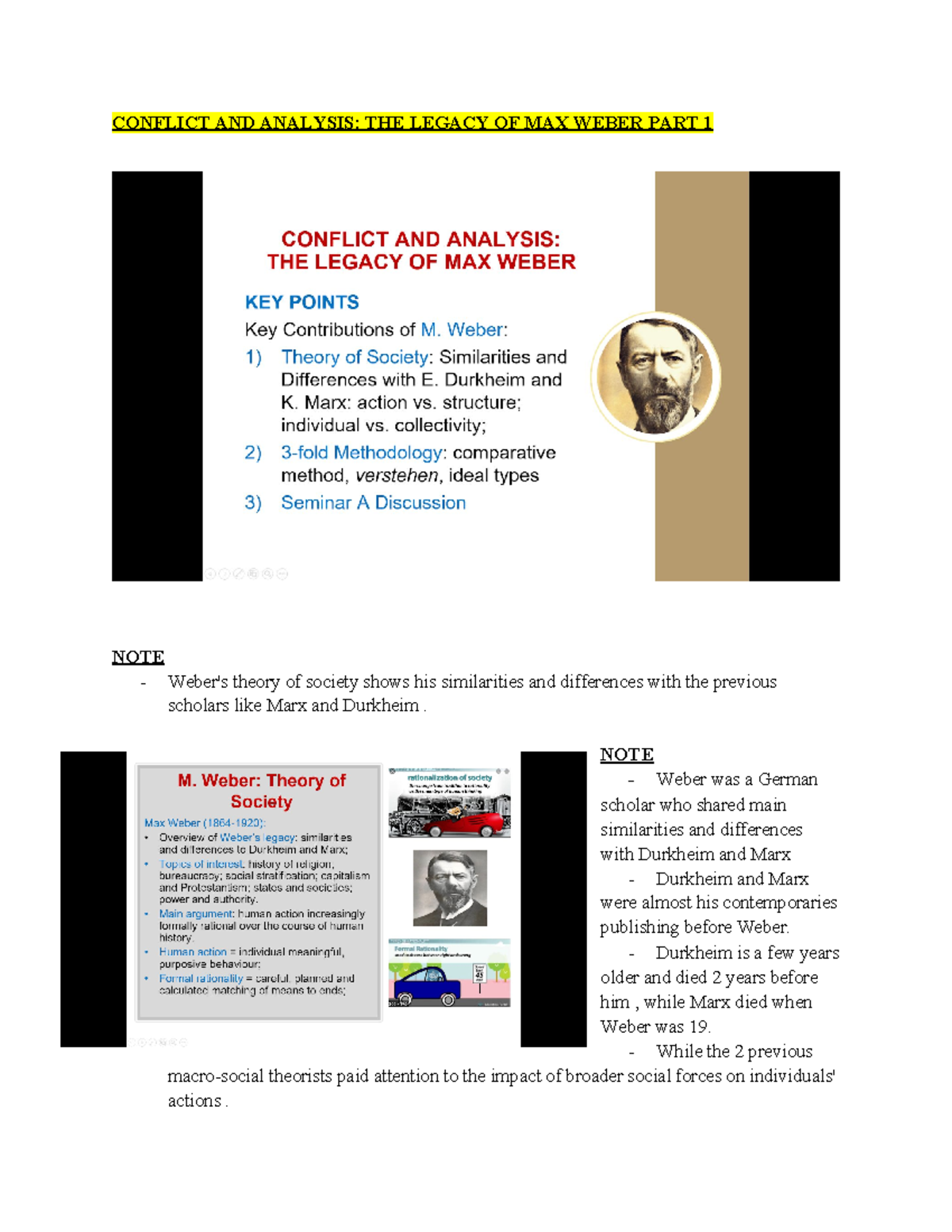 Conflict AND Analysis THE Legacy OF MAX Weber - CONFLICT AND ANALYSIS ...