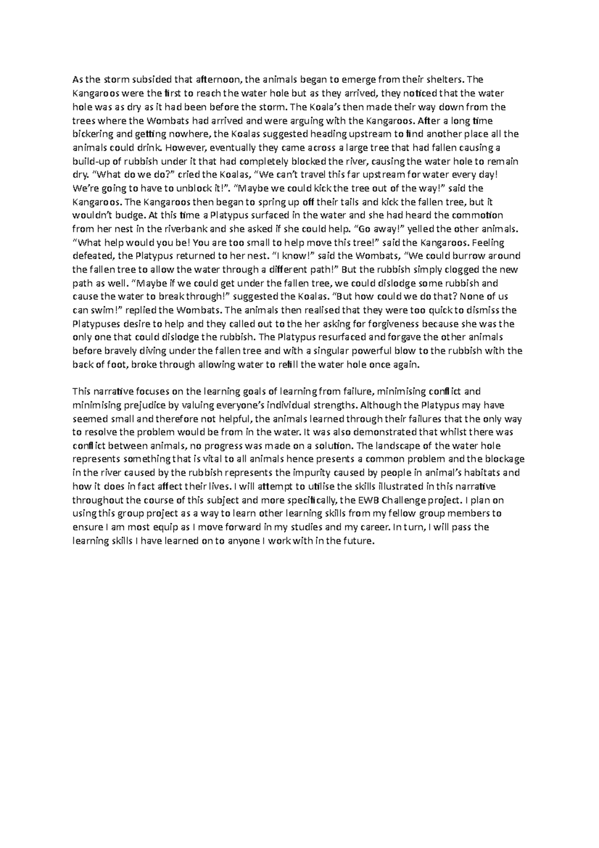 Assessment 1a - none - As the storm subsided that afternoon, the ...