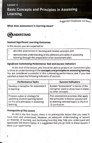 Lesson 3 compressed - Lesson 3 Different ClassificationsofAssessment Suggested ' Timeframe: 4 bo ...