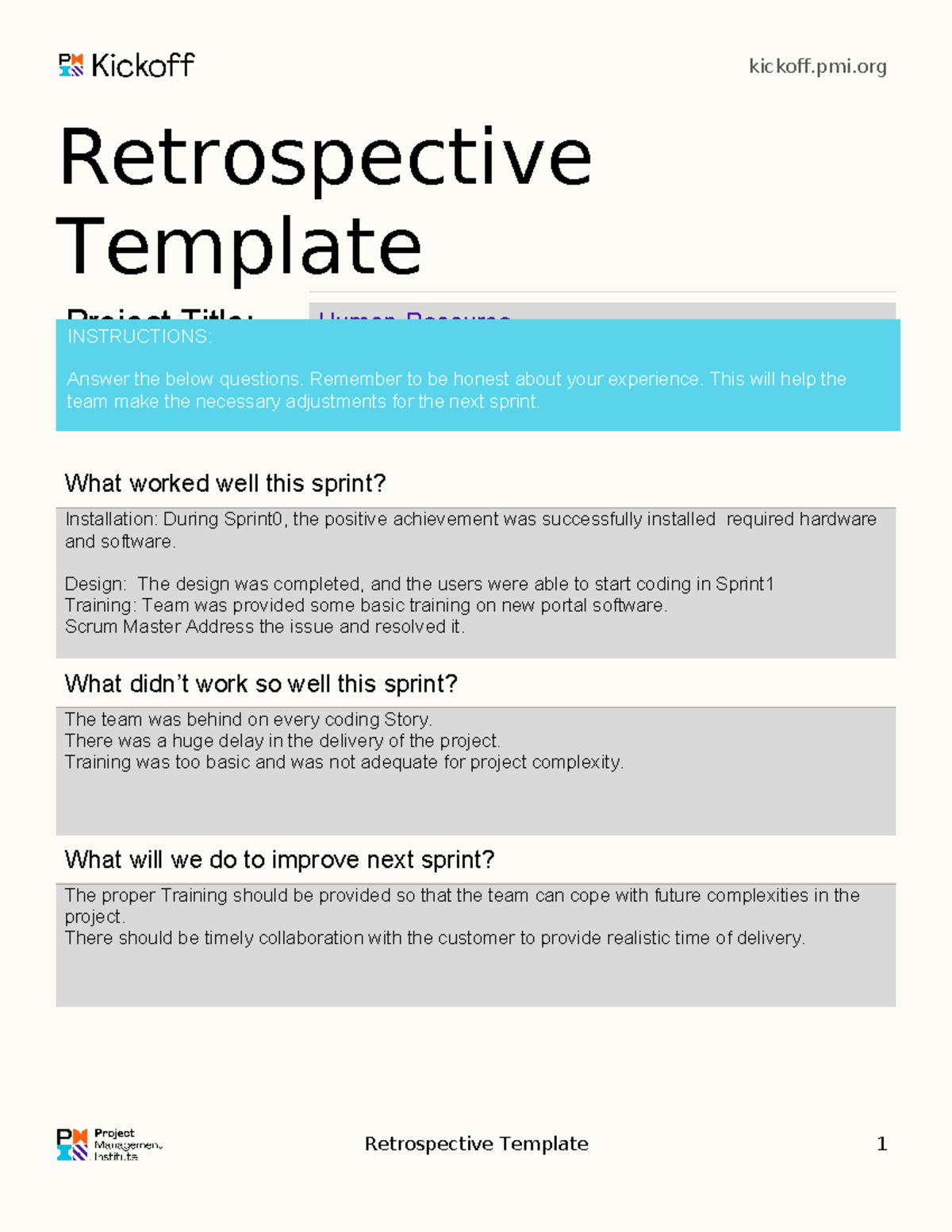 Kickoff Retrospective Template - kickoff.pmi Retrospective Template ...