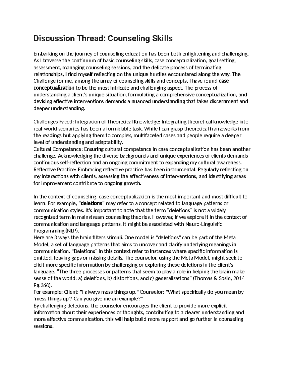 Discussion Thread Counseling skills - Discussion Thread: Counseling ...