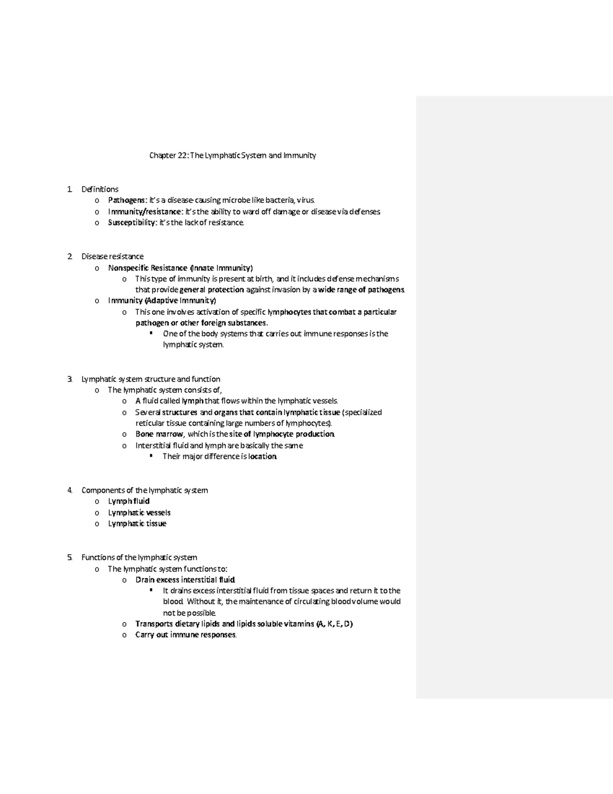 Anatomy ch 22 - Chapter 22: The Lymphatic System and Immunity ...