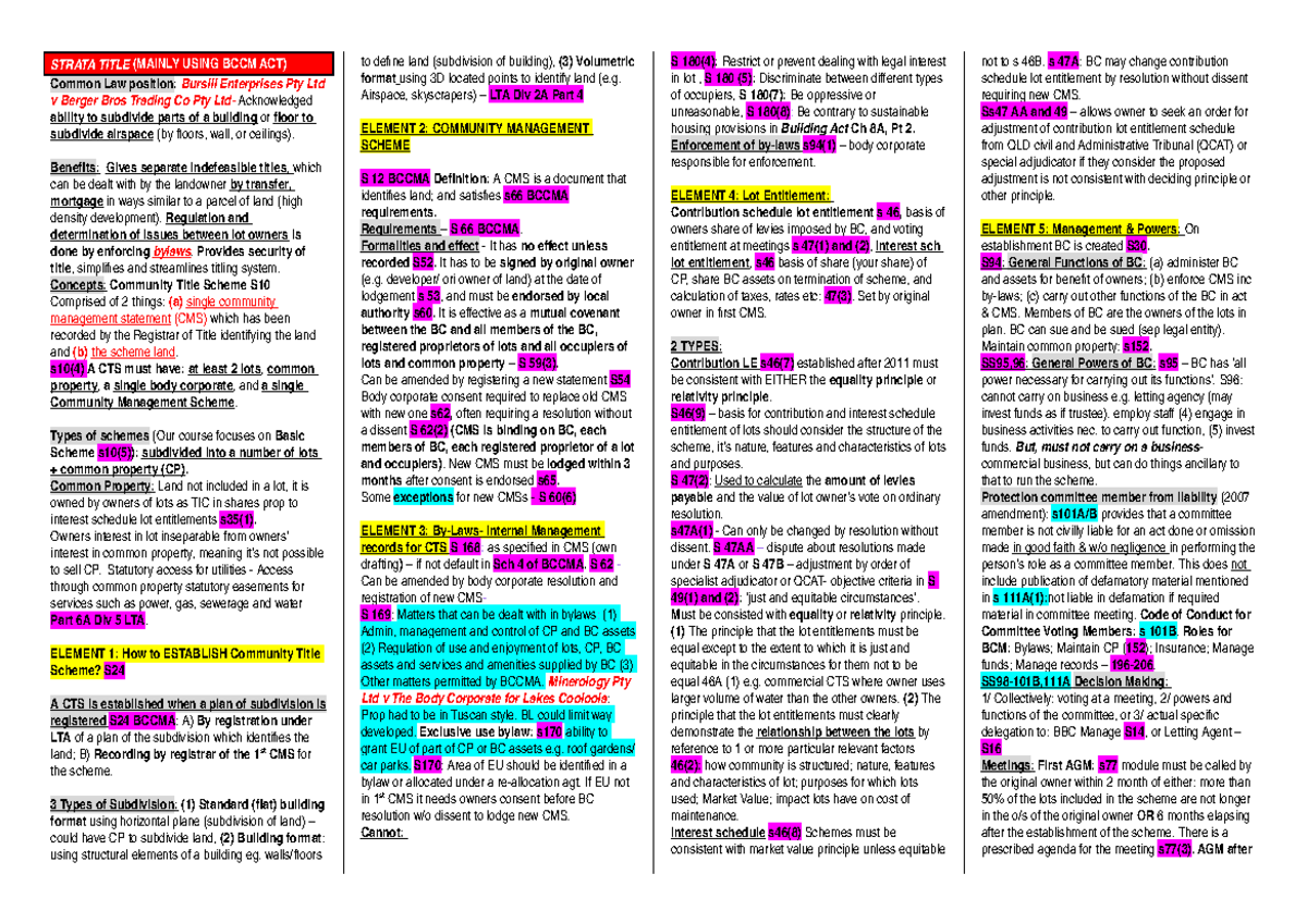 LAND Template (4 Pages) - Isabel - STRATA TITLE (MAINLY USING BCCM ACT ...