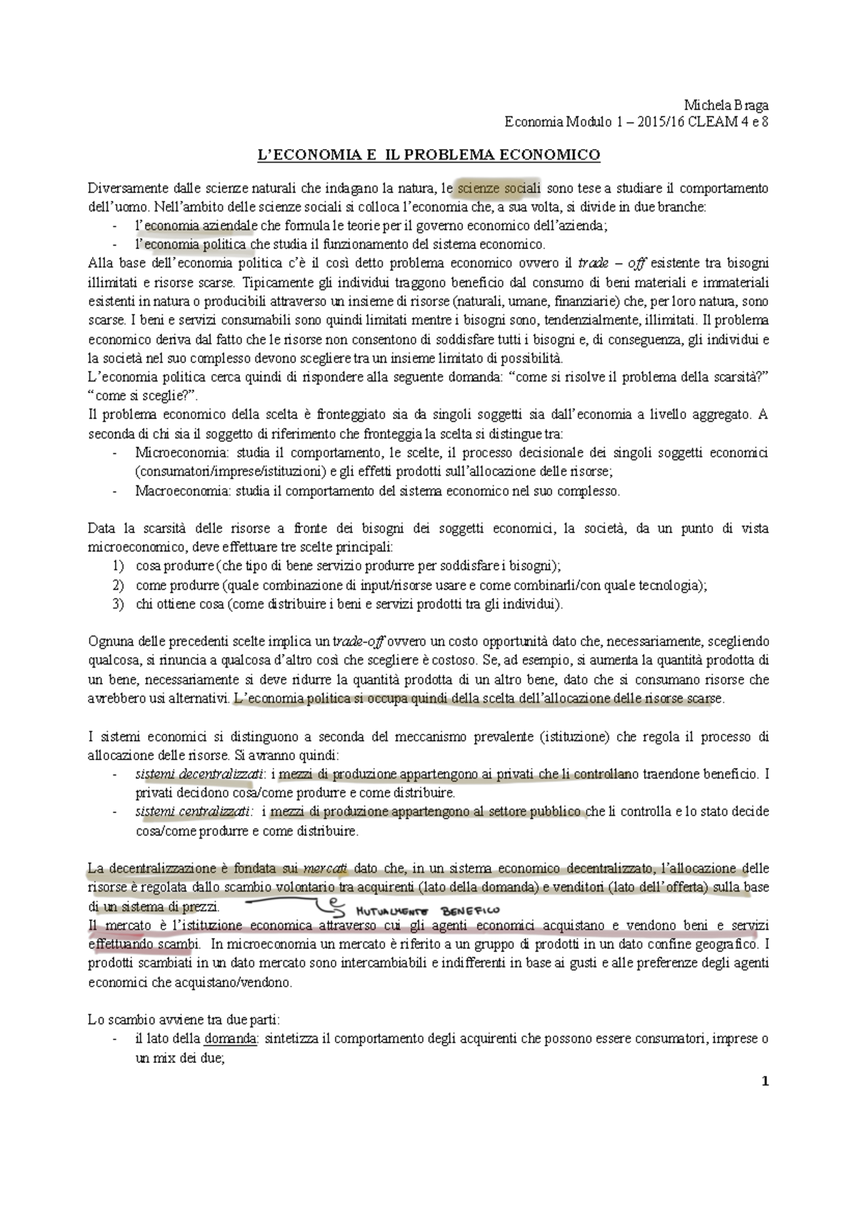 Dispensa Braga Micropdf copia - ! ! 1! Michela Braga Economia Modulo 1 ...