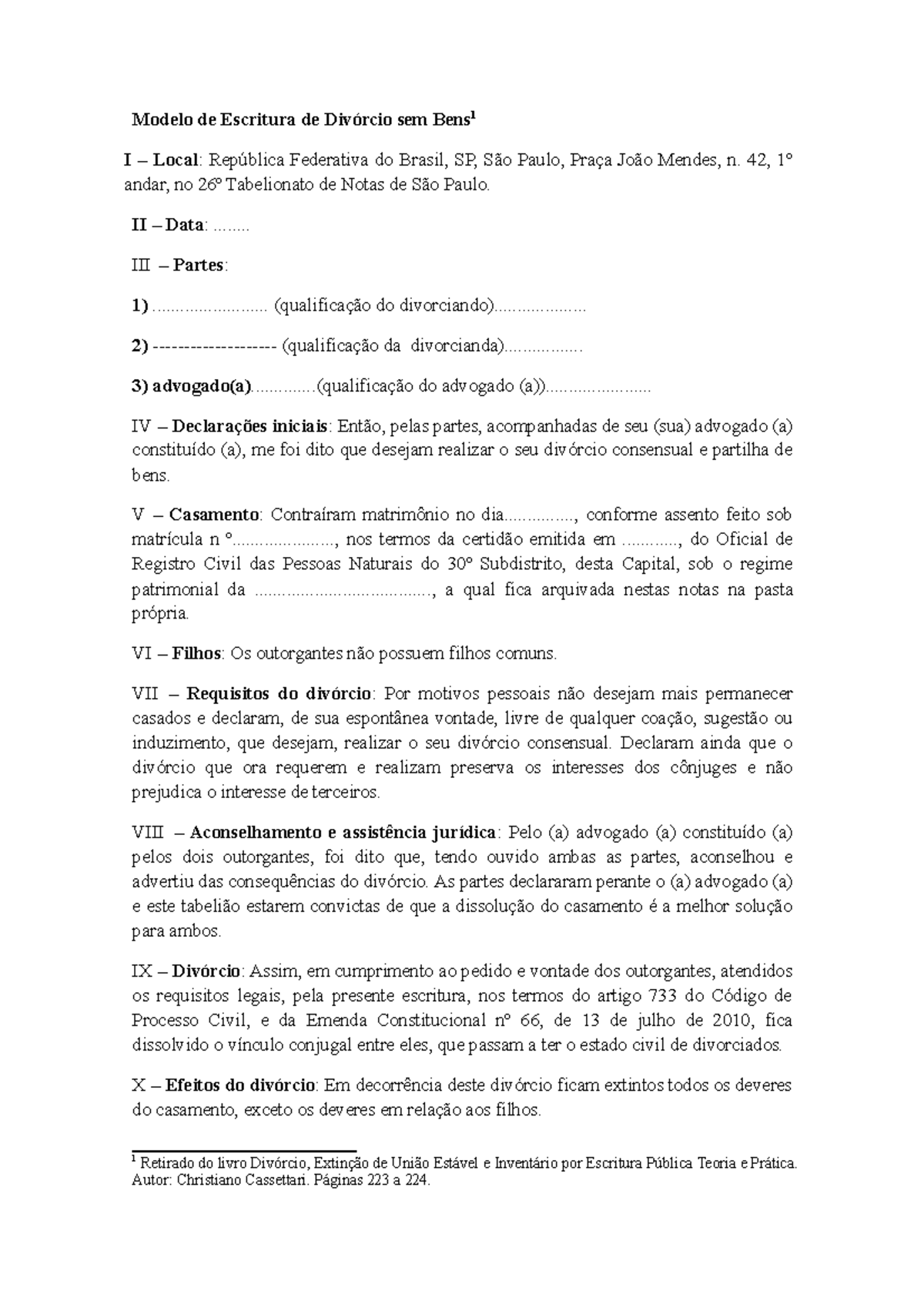 Modelo De Escritura De Acta De Divorcio En