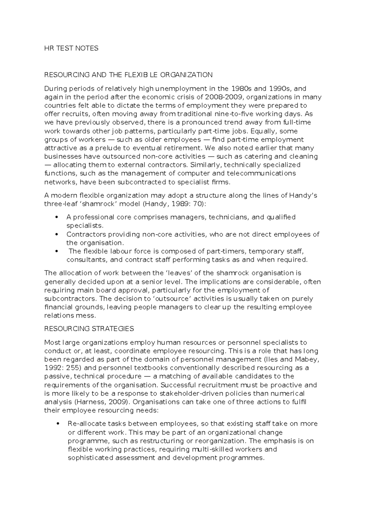 HR TEST Notes - Summary Human Resource Management - HR TEST NOTES ...