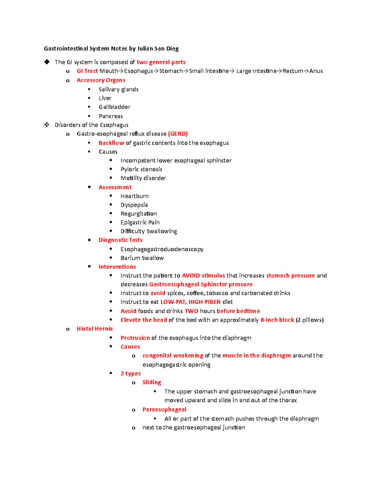 GI-System-notes - Gastrointestinal System - Gastrointestinal System ...