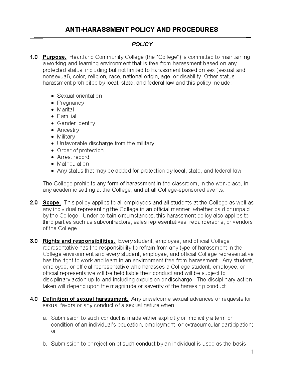 Harassment - Lecture NOtes - ANTI-HARASSMENT POLICY AND PROCEDURES ...