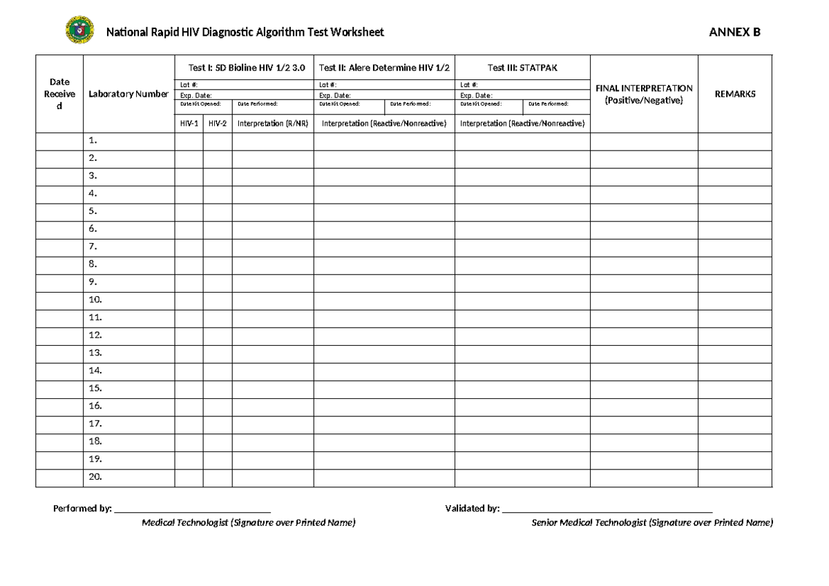 Rhivda worksheet 2020 (Statpak) - National Rapid HIV Diagnostic ...