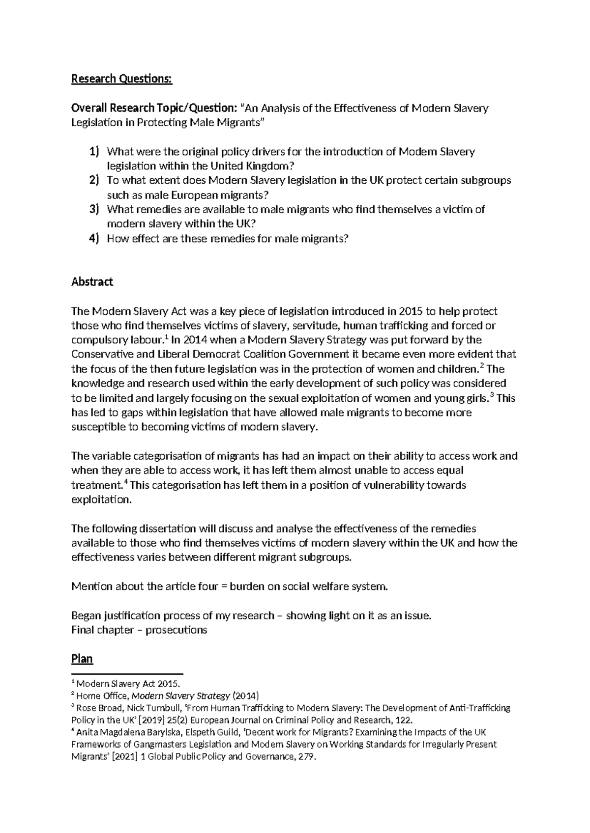 Abstract and Research Questions - Research Questions: Overall Research ...