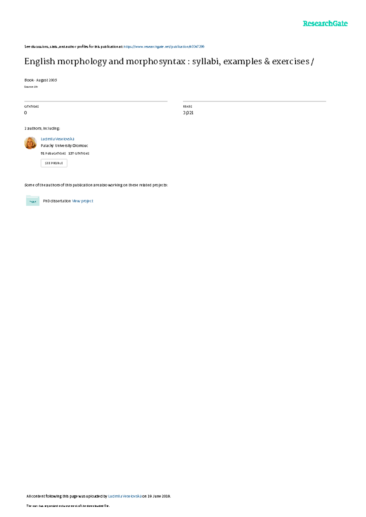English morphology and morphosyntax syllabi exampl - See discussions ...