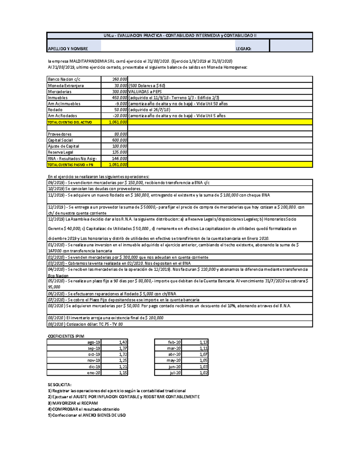 Parcial integrador 2020 - Warning: TT: undefined function: 32 APELLIDO Y NOMBRE LEGAJO: la ...
