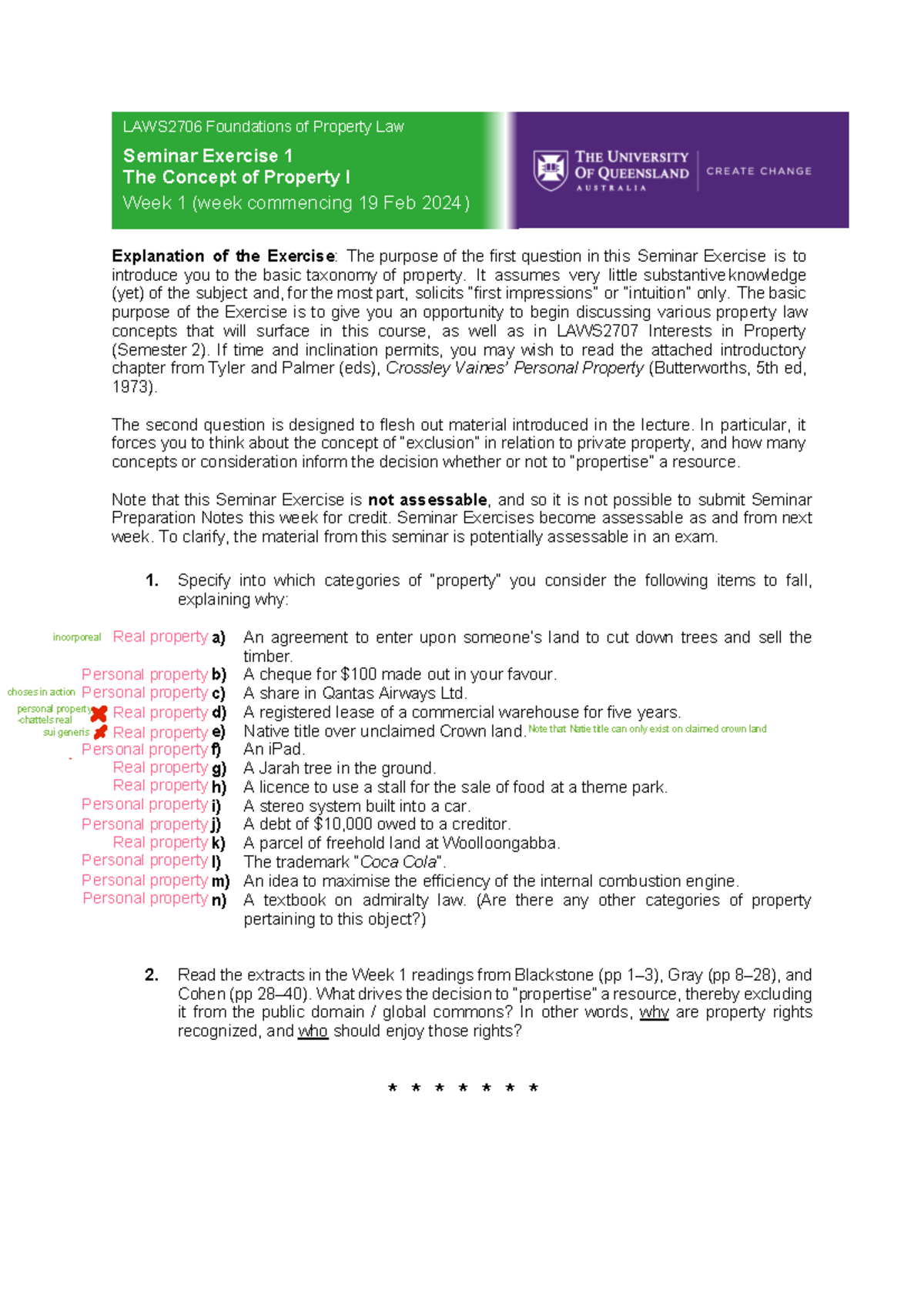 Seminar Exercise - It assumes very little substantive knowledge (yet ...