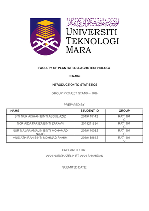 Individual Assignment STA108 - Statistics & Probability - Studocu
